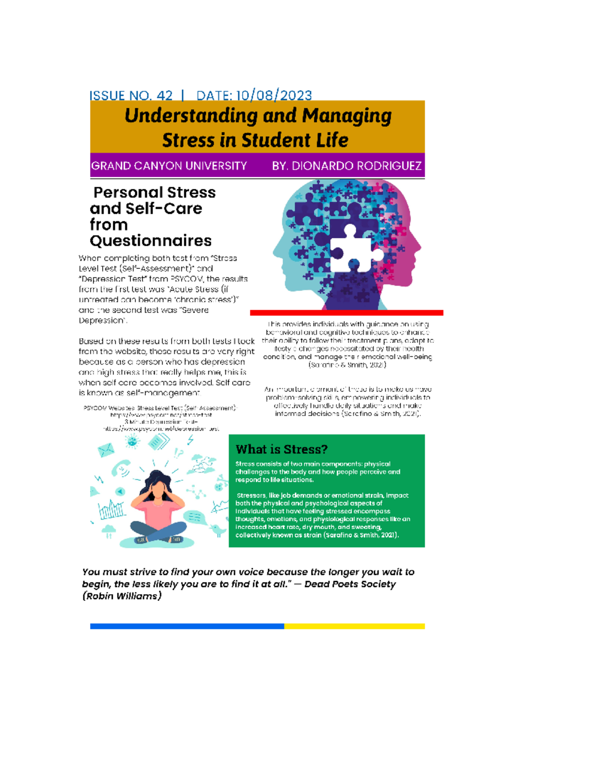 Stress Activity 2 - PSY-352 - Studocu