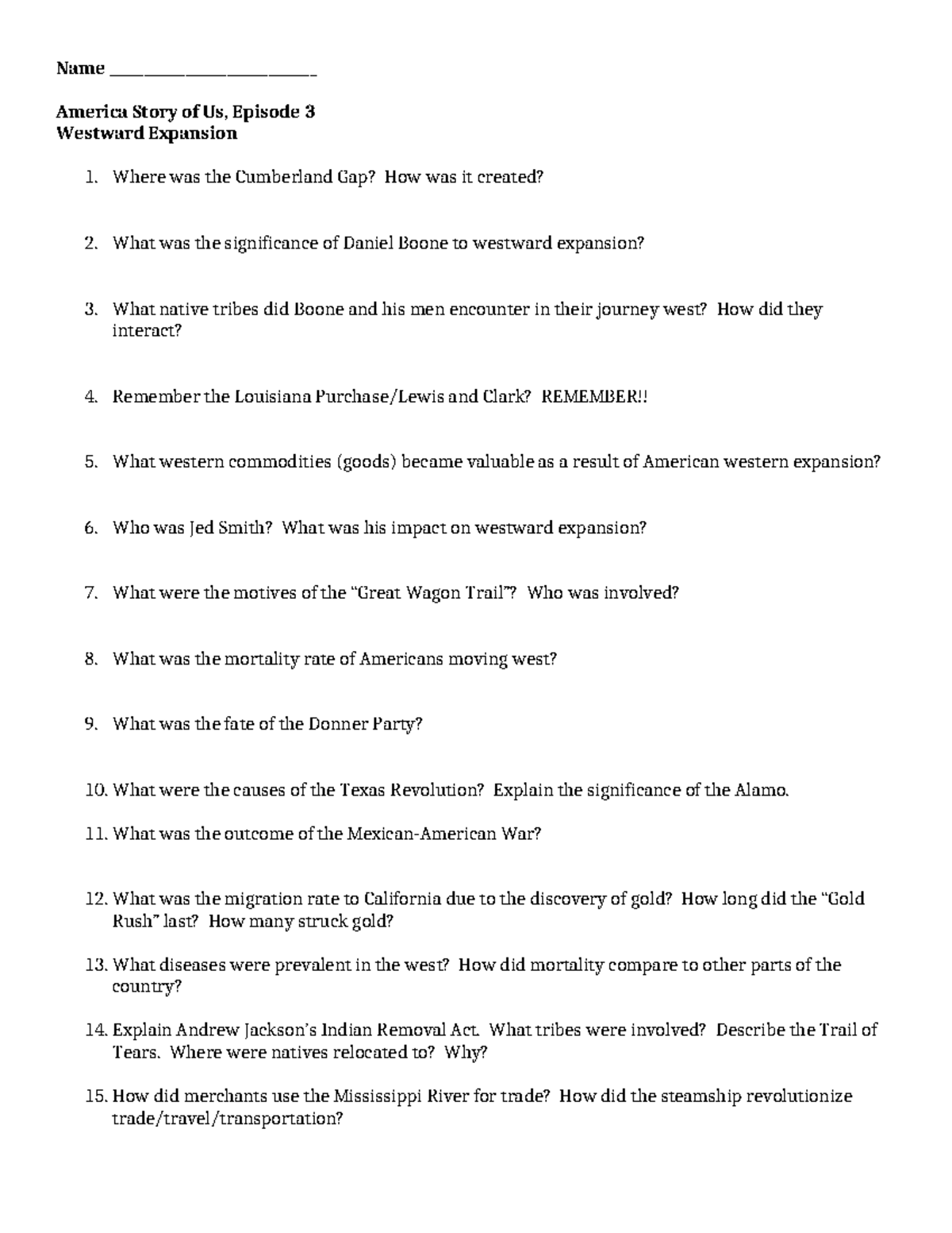 Story of US 3 - Name ______________________________ America Story of Us ...