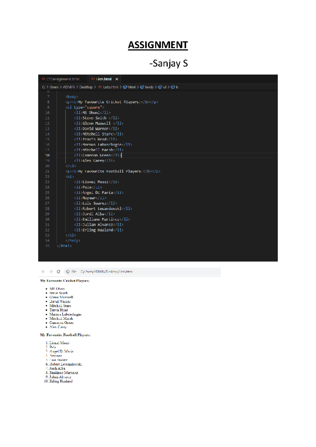 Assignment 2 - awd - ASSIGNMENT S CSSassignment Lists C: Users ADMIN Desktop Lists html body ul ...