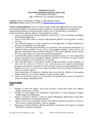 Useful Formulae - Formula sheet for ECOR 1048 - Dynamics - Formula ...