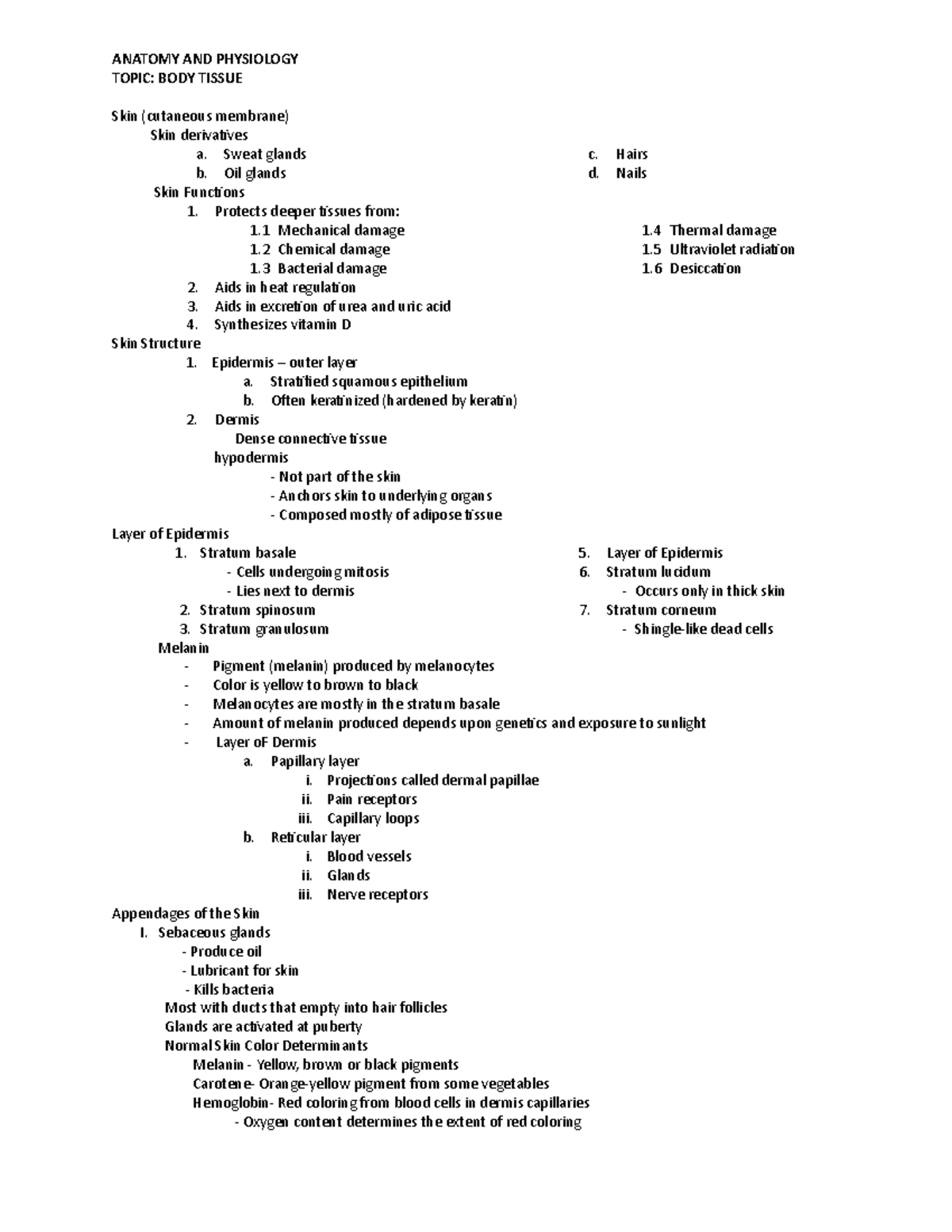 Anatomy and Physiology-Integumentary-System - ANATOMY AND PHYSIOLOGY ...