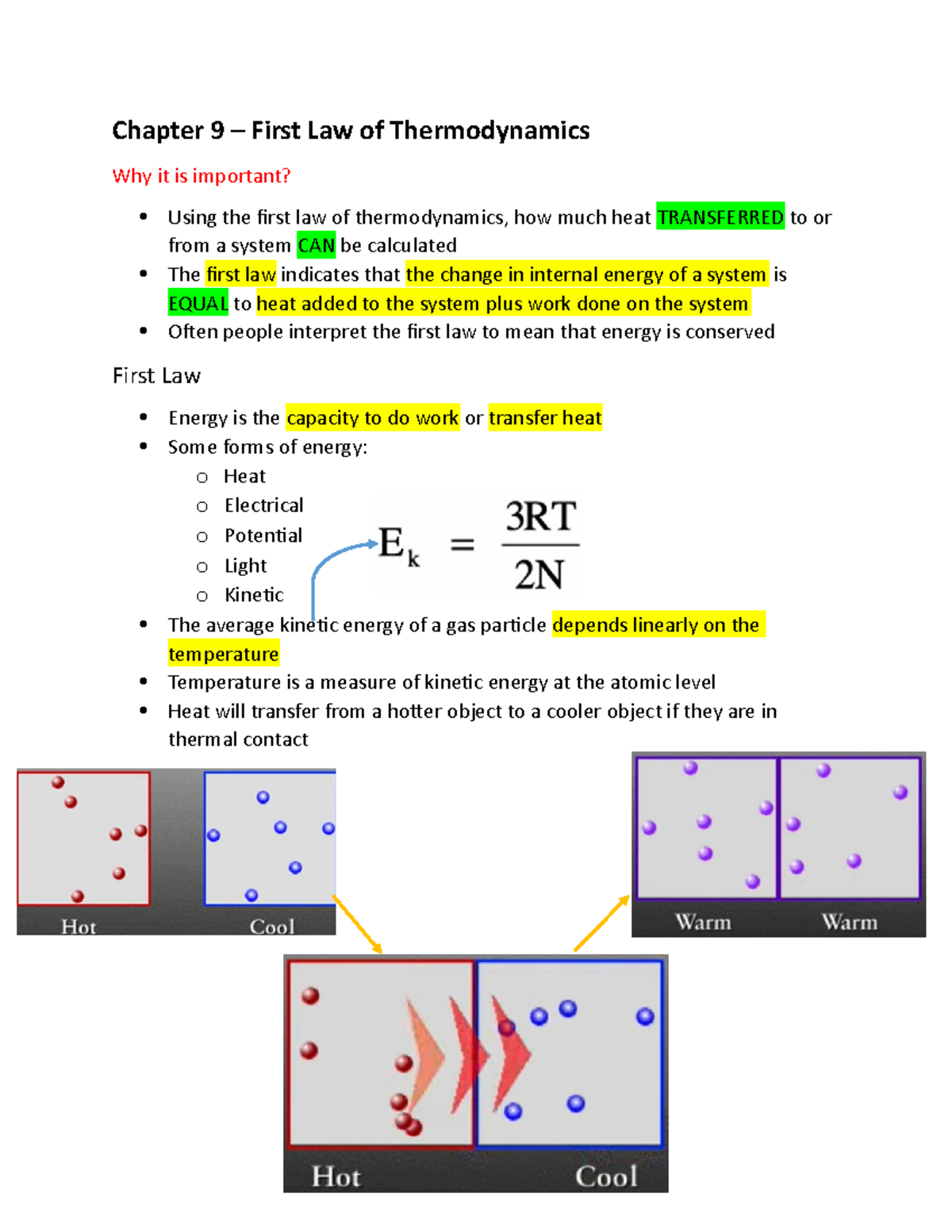 CHEM 112 Chapter 9 - First Law of Thermodynamics Standard Enthalpies of ...