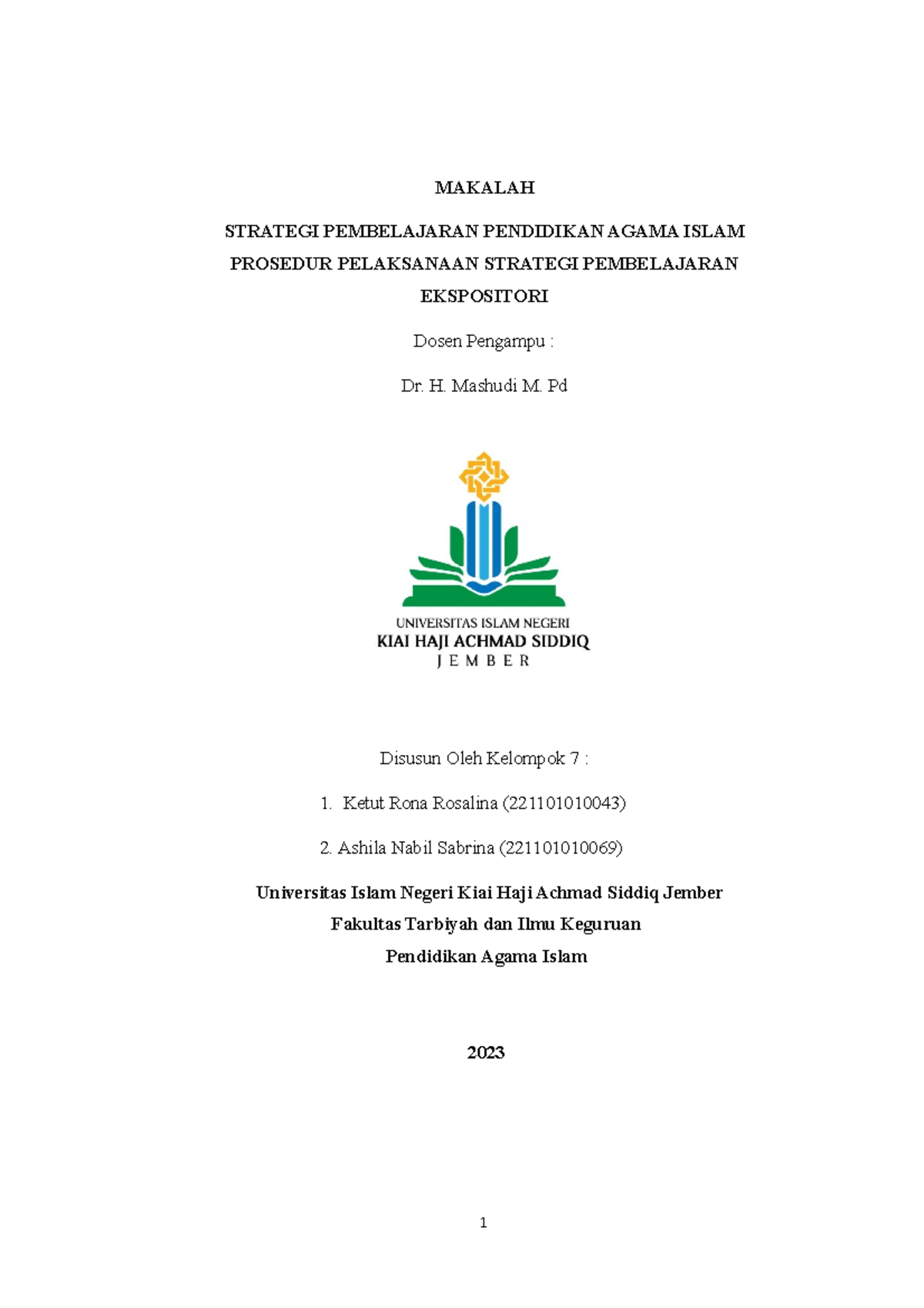 Makalah strategi pembelajaran PAI kelompok 8 - MAKALAH STRATEGI PEMBELAJARAN PENDIDIKAN AGAMA ...