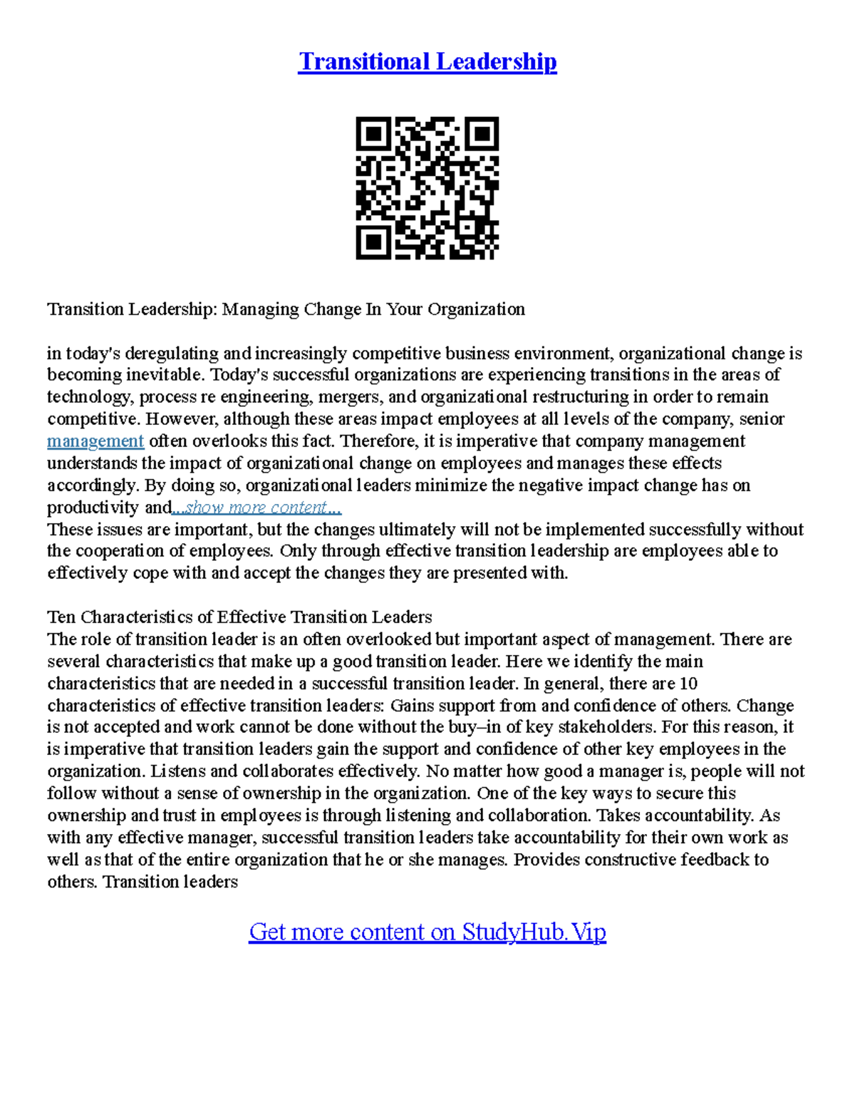 Good Transitions For An Essay - Transitional Leadership Transition ...