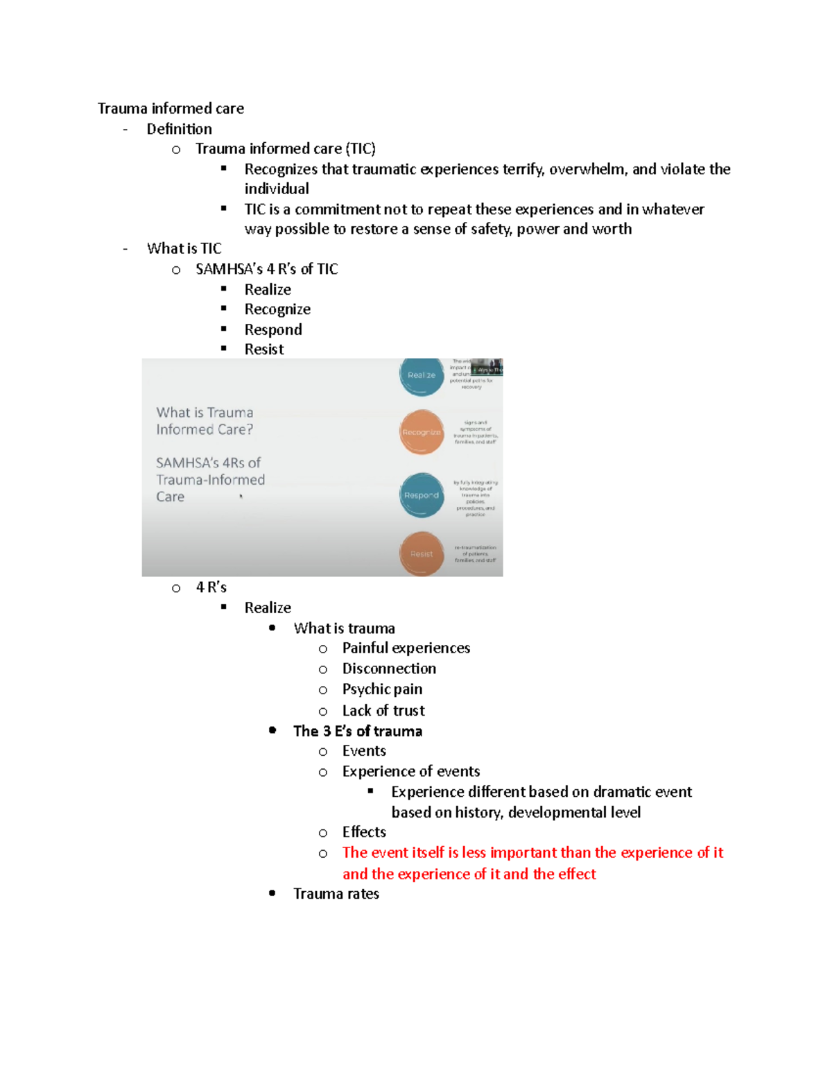 lecture notes on trauma care - Trauma informed care - Definition o ...