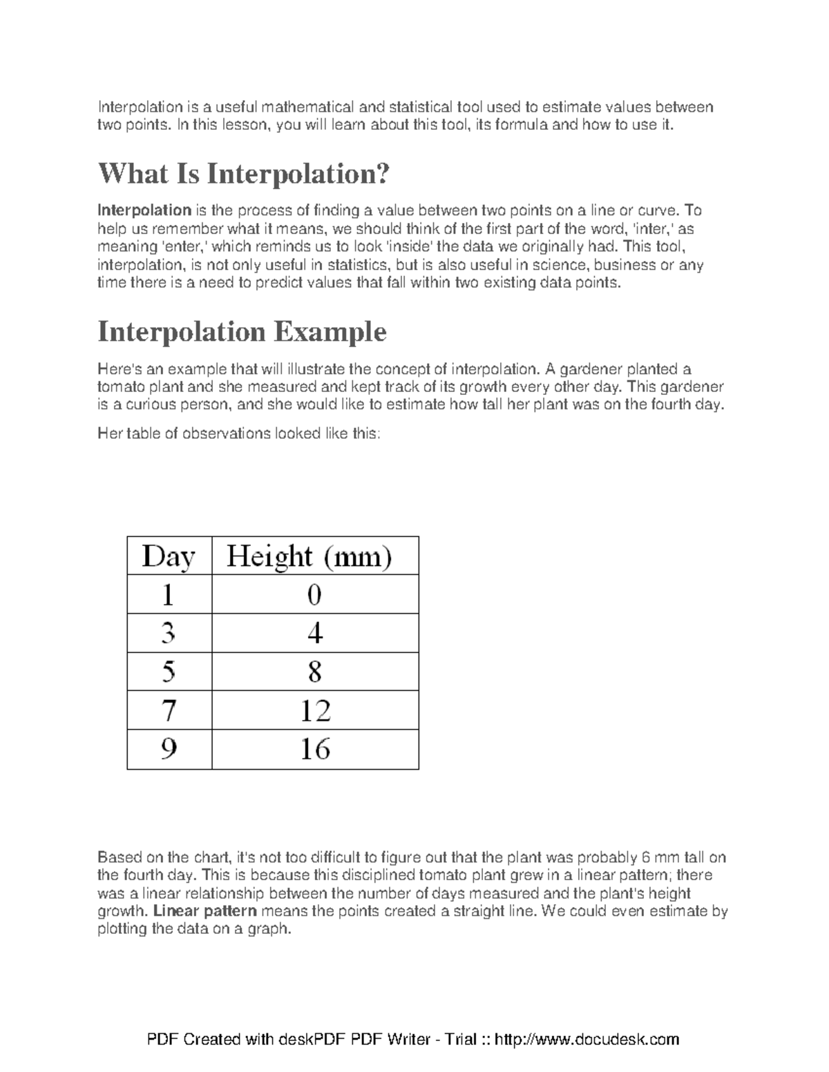 Interpolation extrapolation with formulae - Interpolation is a useful ...