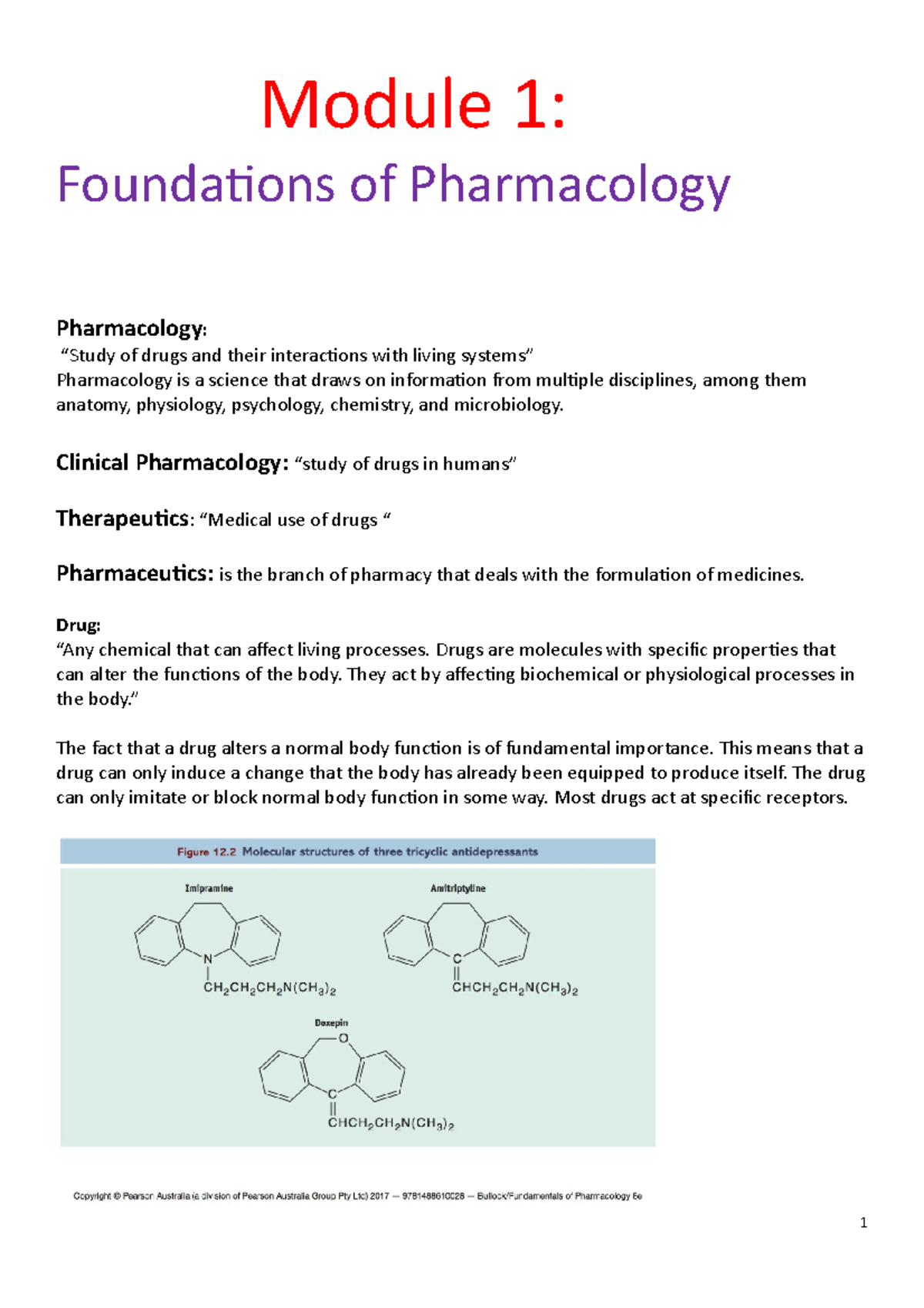Module 1 - Lecture note - Module 1: Foundations of Pharmacology ...