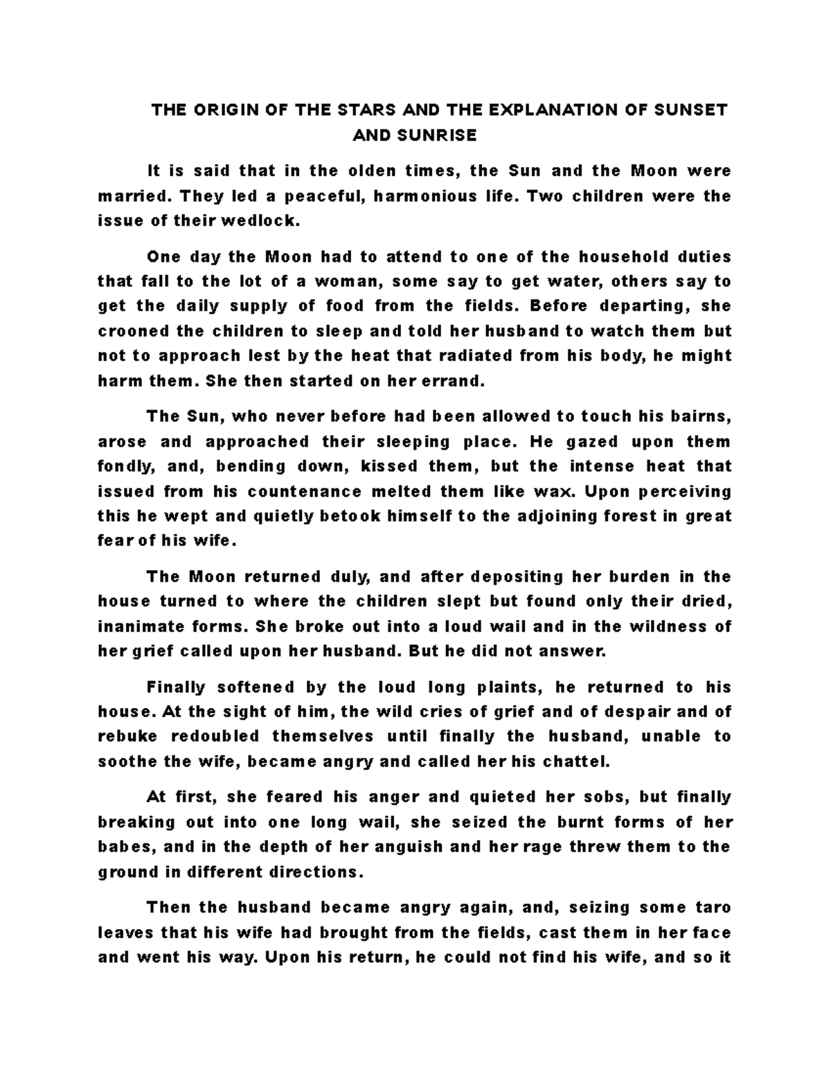 THE Origin OF THE Stars AND THE Explanation OF Sunset AND Sunrise - THE ...