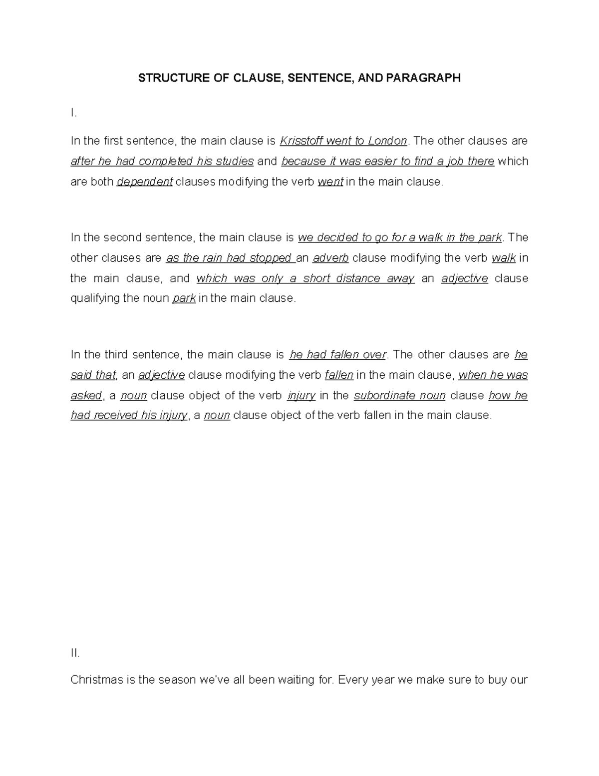 Comprehensive Analysis - STRUCTURE OF CLAUSE, SENTENCE, AND PARAGRAPH I ...