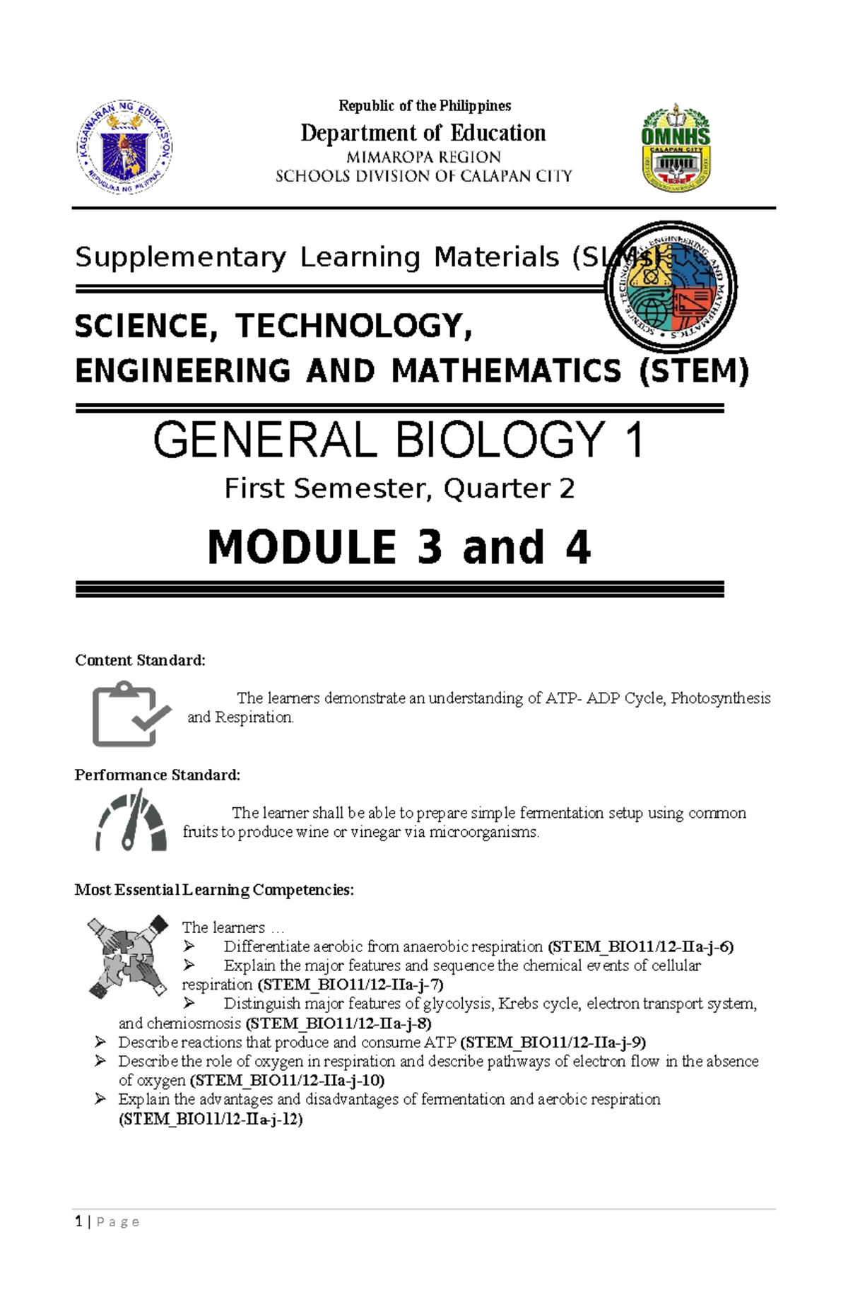 General biology 1 module 3 and 4 - Republic of the Philippines Department of Education ...