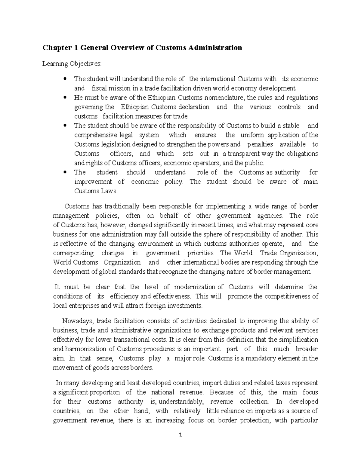 Unit Four Customs Management - Chapter 1 General Overview of Customs ...