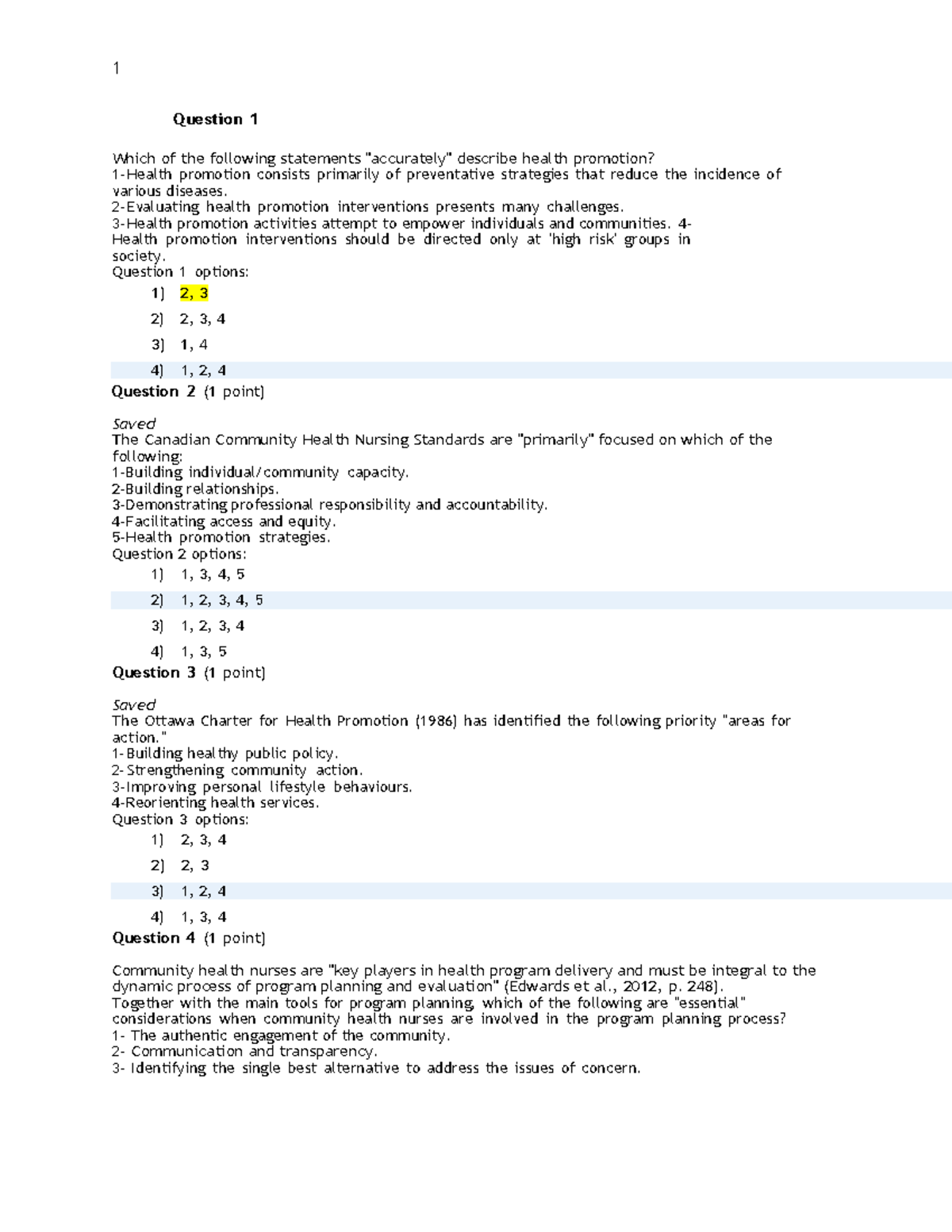 Nursing Answer Key ( Community) - 1 Question 1 Which of the following ...