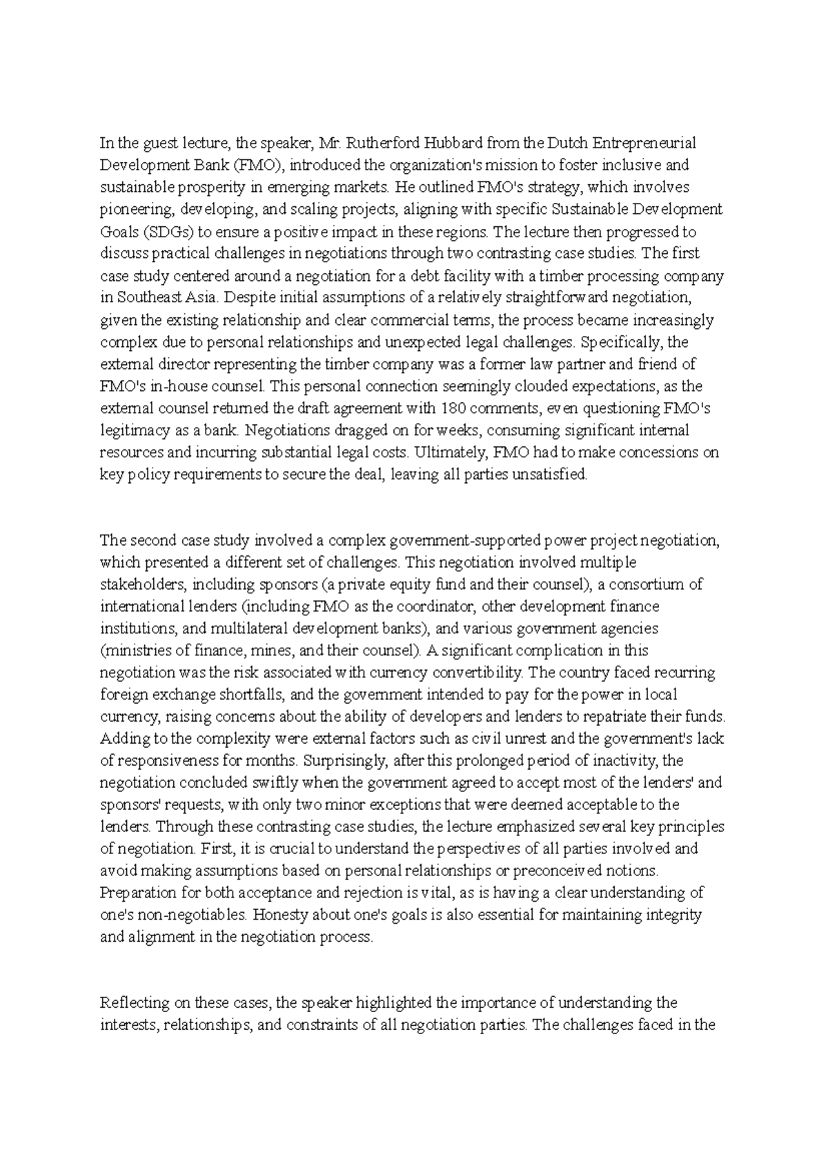 Guest Lecture Reflection - In the guest lecture, the speaker, Mr ...