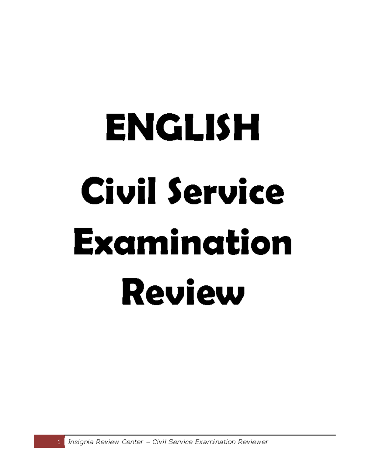 English Reviewer for CSE part 1 - ENGLISH Civil Service Examination ...