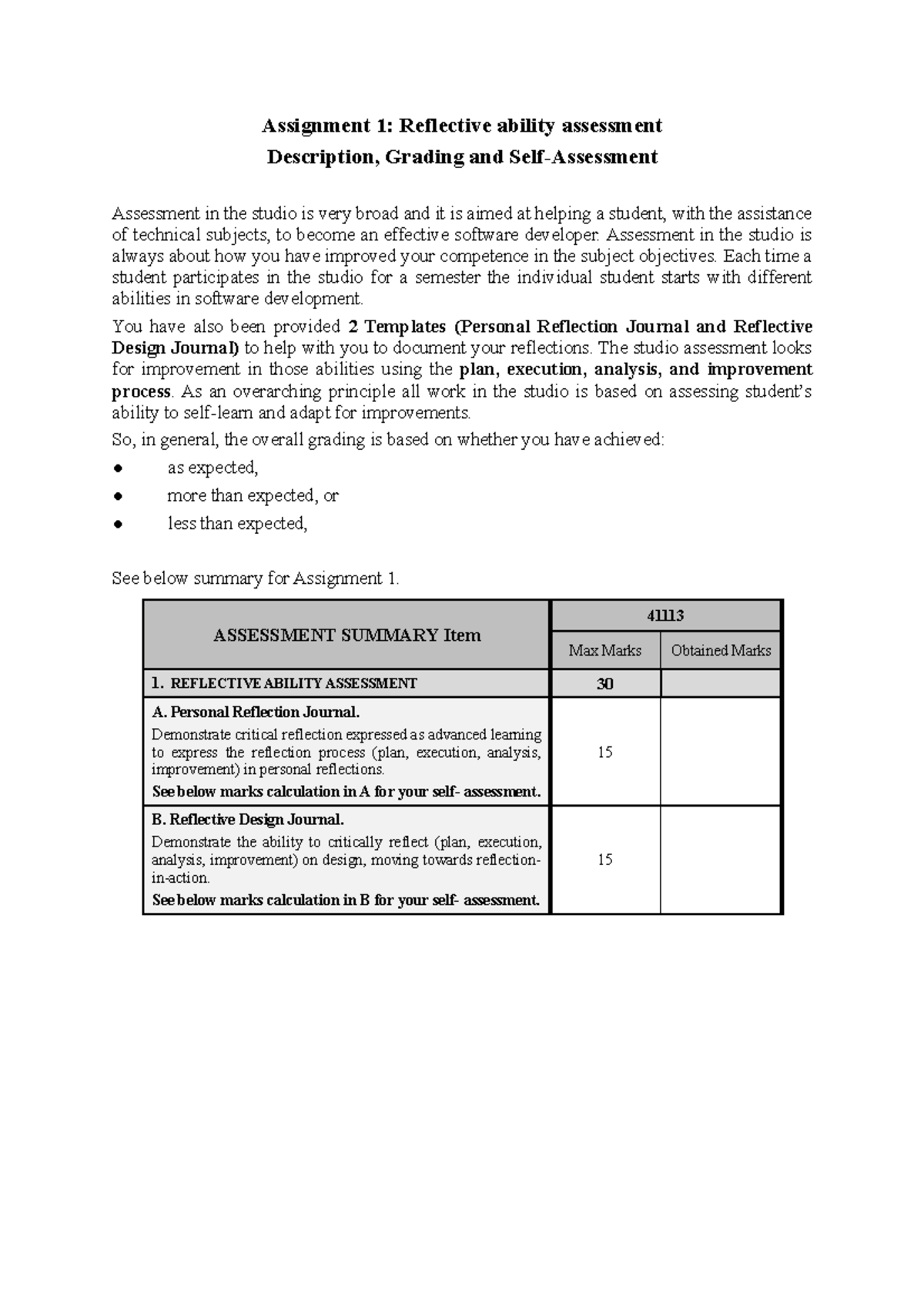 Assignment 1 - Description, Grading and Self-Assessment 41113 SDS 2023 ...
