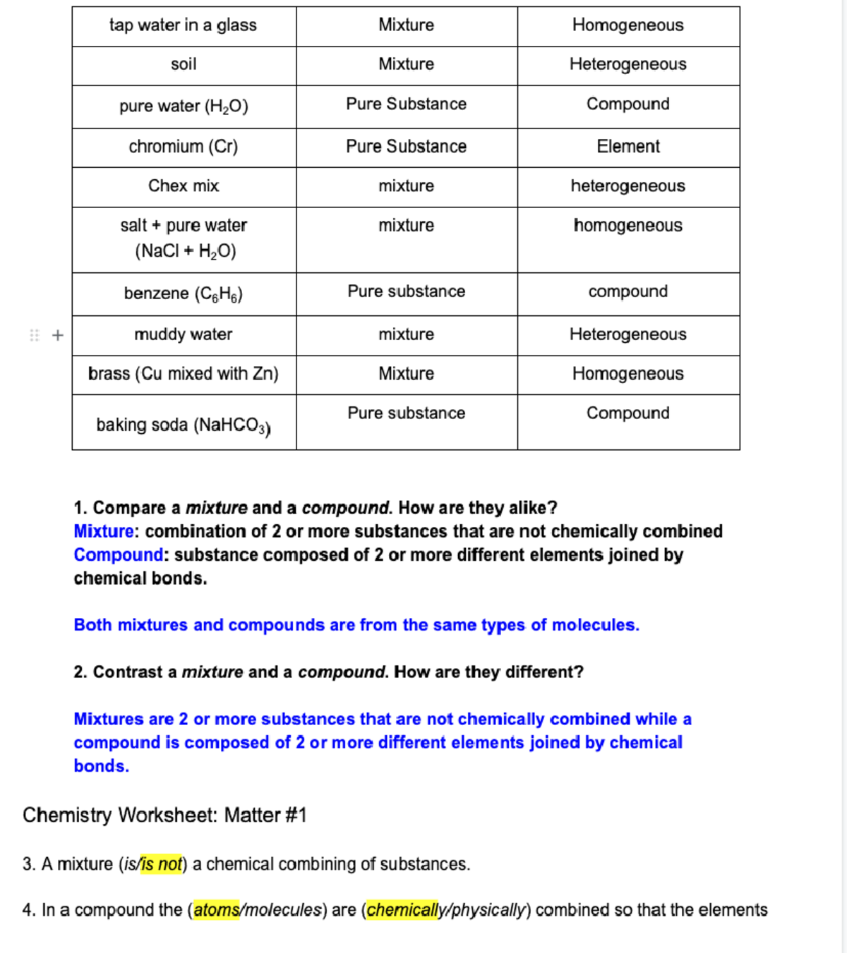 Classification Of Matter pg2 - CHEM131S - Studocu