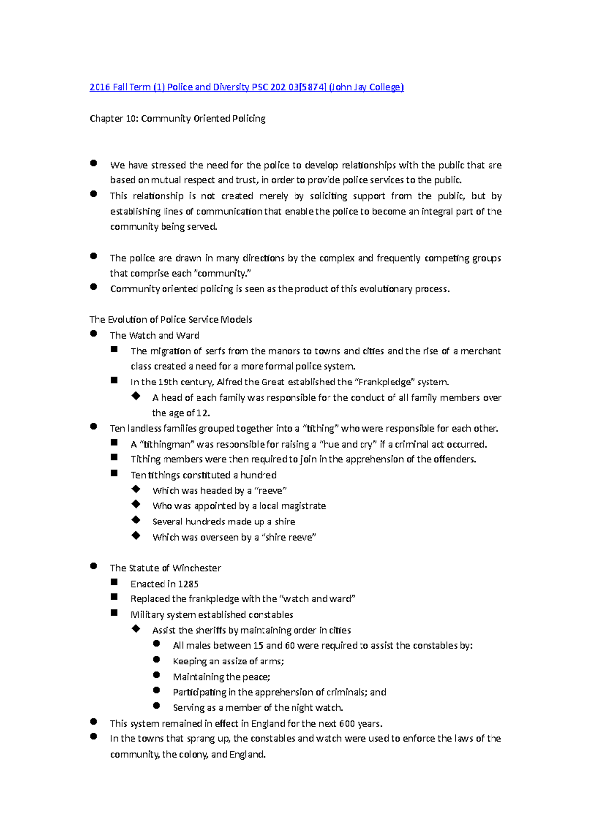 PSC 202 L10 - professor James Mulvaney - 2016 Fall Term (1) Police and ...