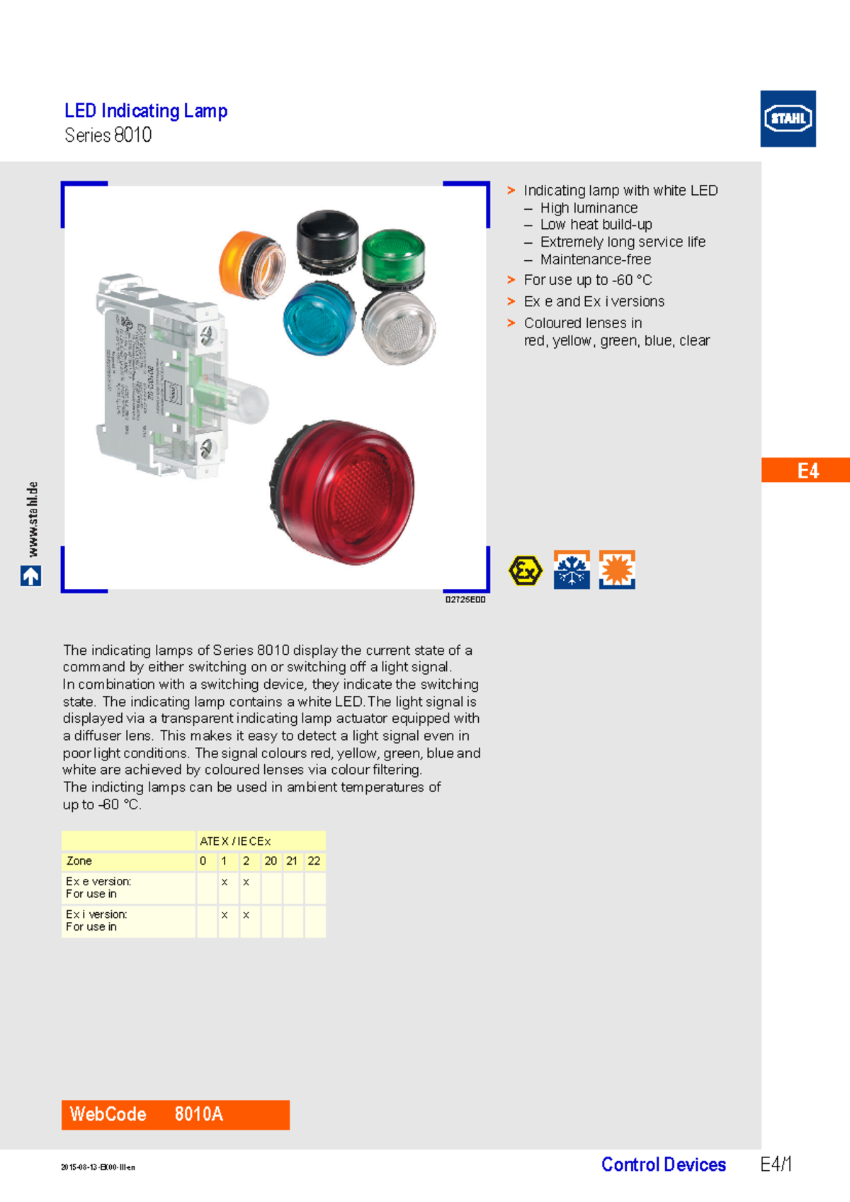 Data Sheet Indicating Lamp Series 8010 EN - E E E E E E E E E E E E E E ...