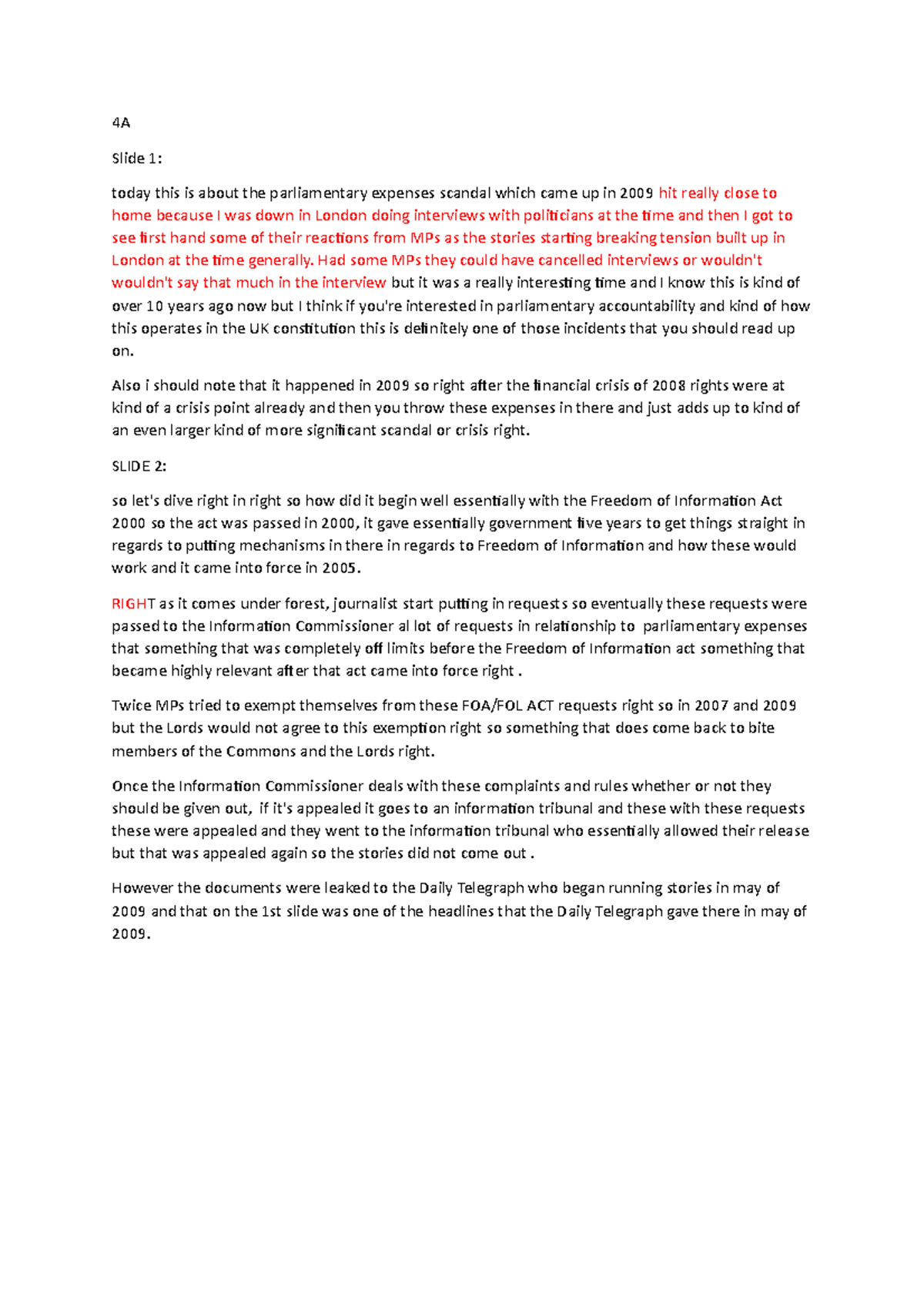 Adv Constitutional law lecture 4 transcript notes - 4A Slide 1: today ...