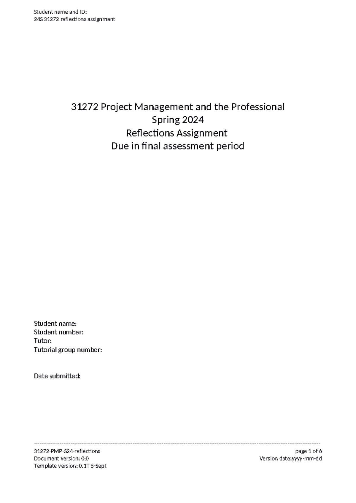 24S PMP reflections template v0.1 - 24S 31272 reflections assignment ...