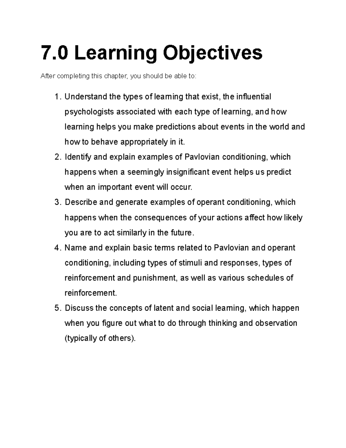 Ch - 7 to 7.2 Pschology of Learning - 7 Learning Objectives After ...