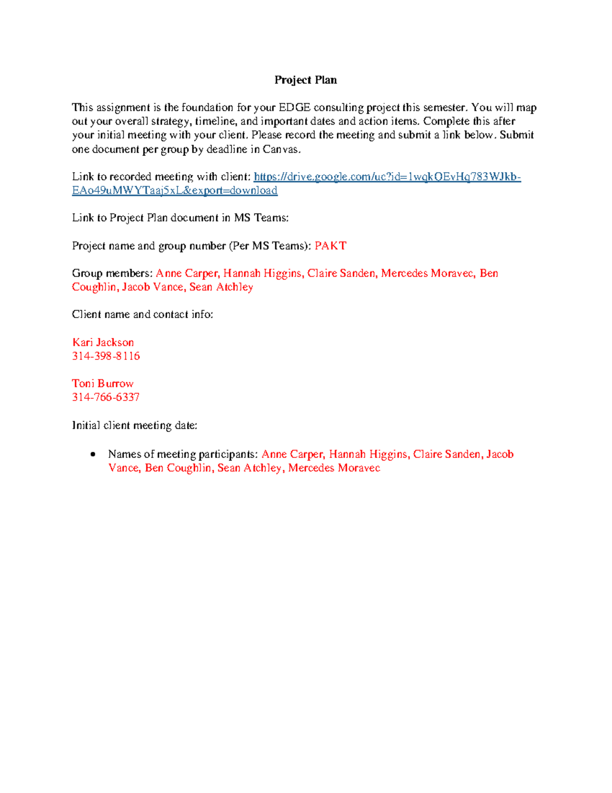 Project Plan Assignment - Project Plan This assignment is the ...