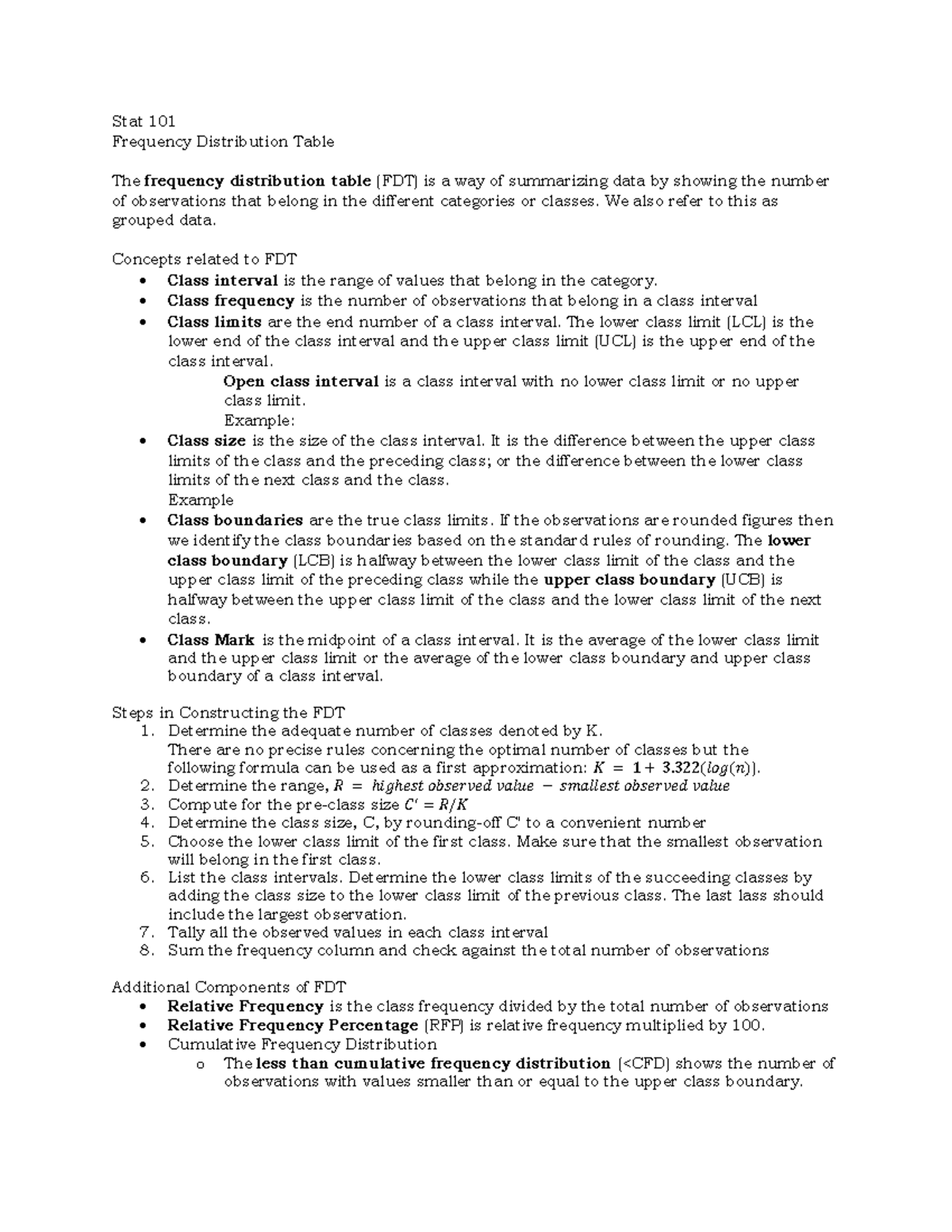Constructing the Frequency Distribution Table - Introduction to ...