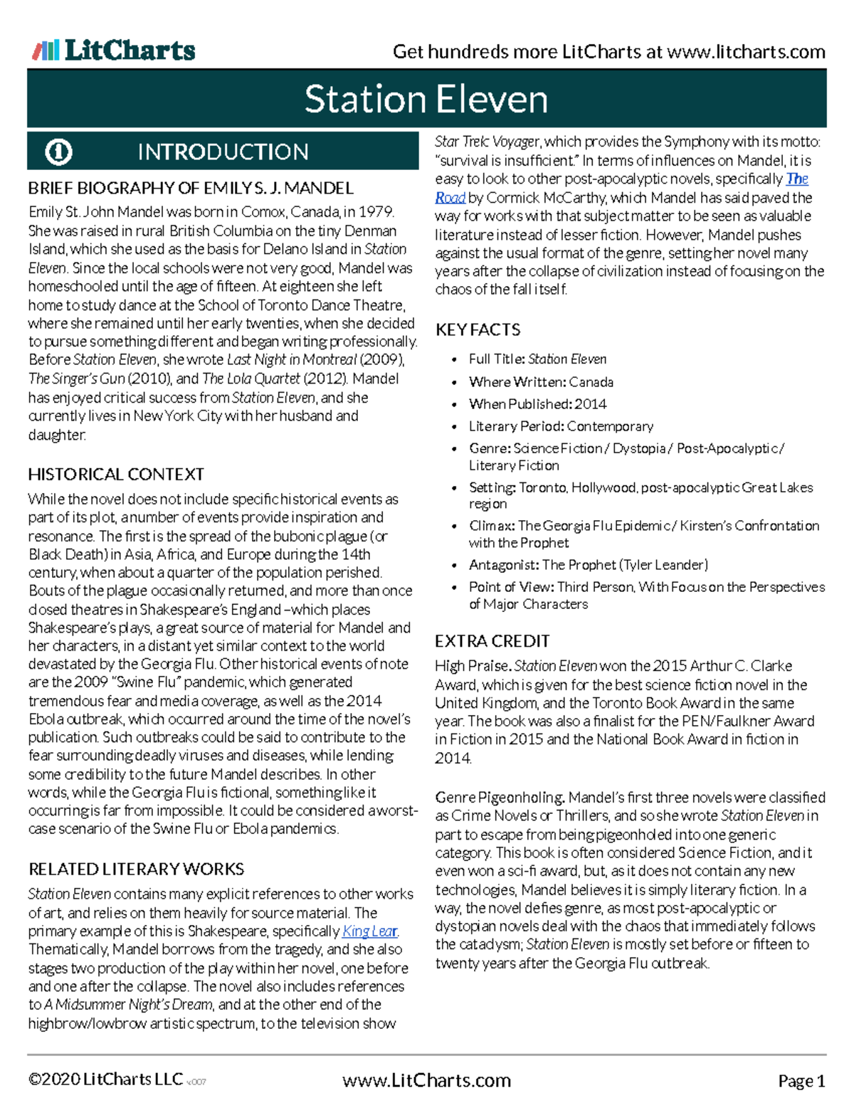 Station-Eleven-Lit Chart - Station Eleven BRIEF BIOGRAPHY OF EMILY S. J ...