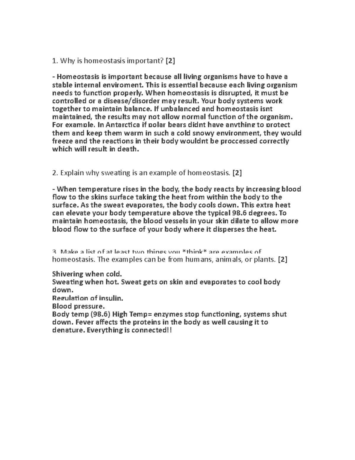 Homeostasis Reading Activity - BIOL 1414 - Humber College - Studocu