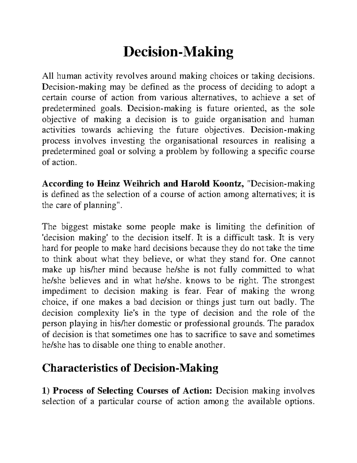POM mod 4 part 1 - Decision making-types of decision making, process of ...