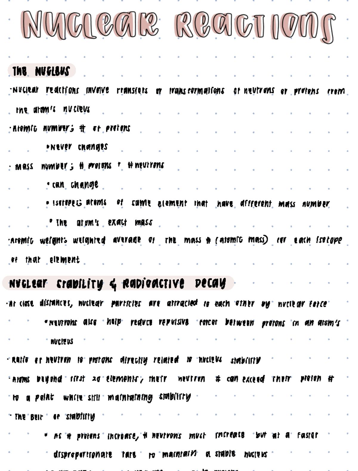 Nuclear Reactions - Notes - PHY 110 - Studocu