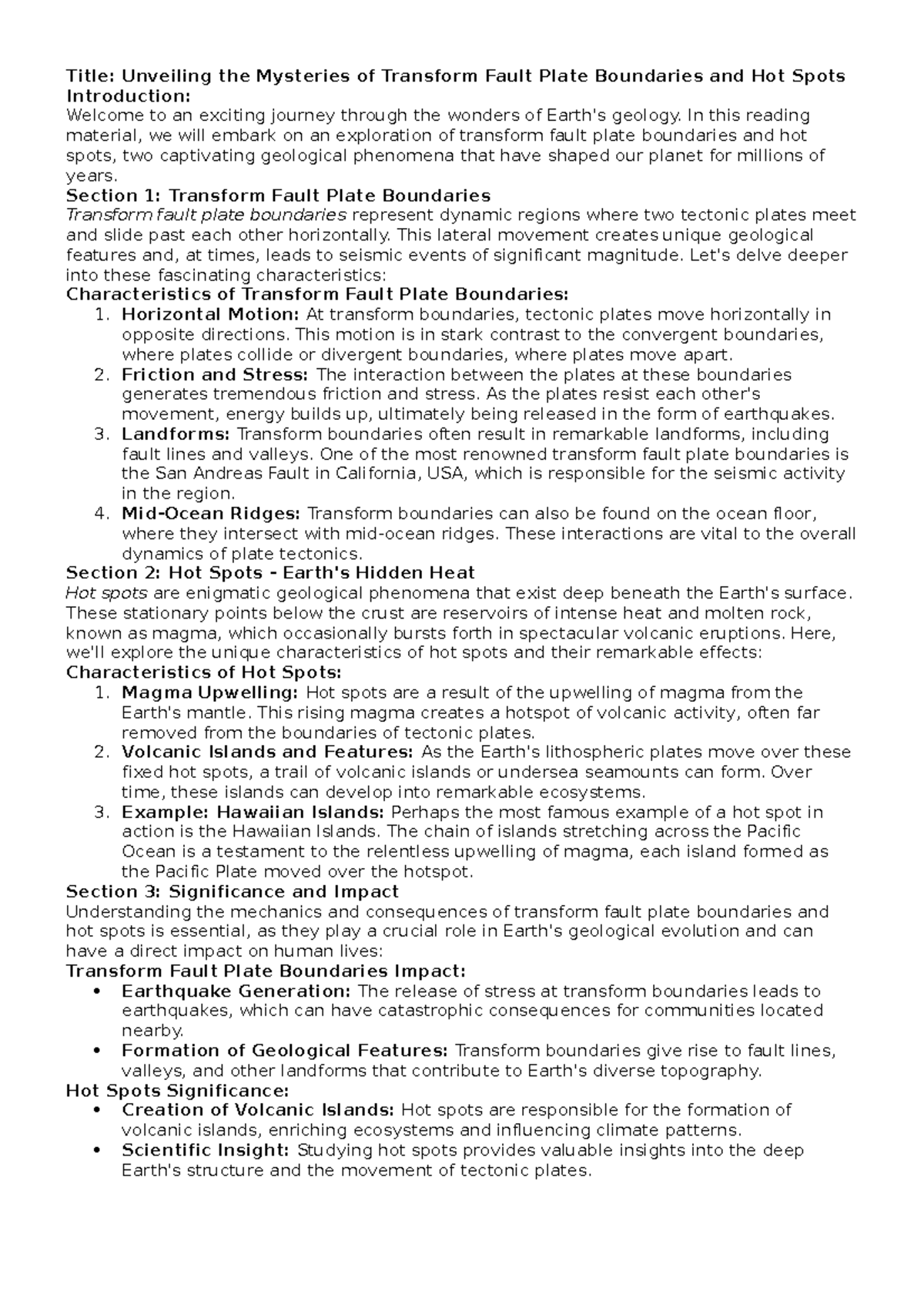 Unveiling the Mysteries of Transform Fault Plate Boundaries and Hot ...