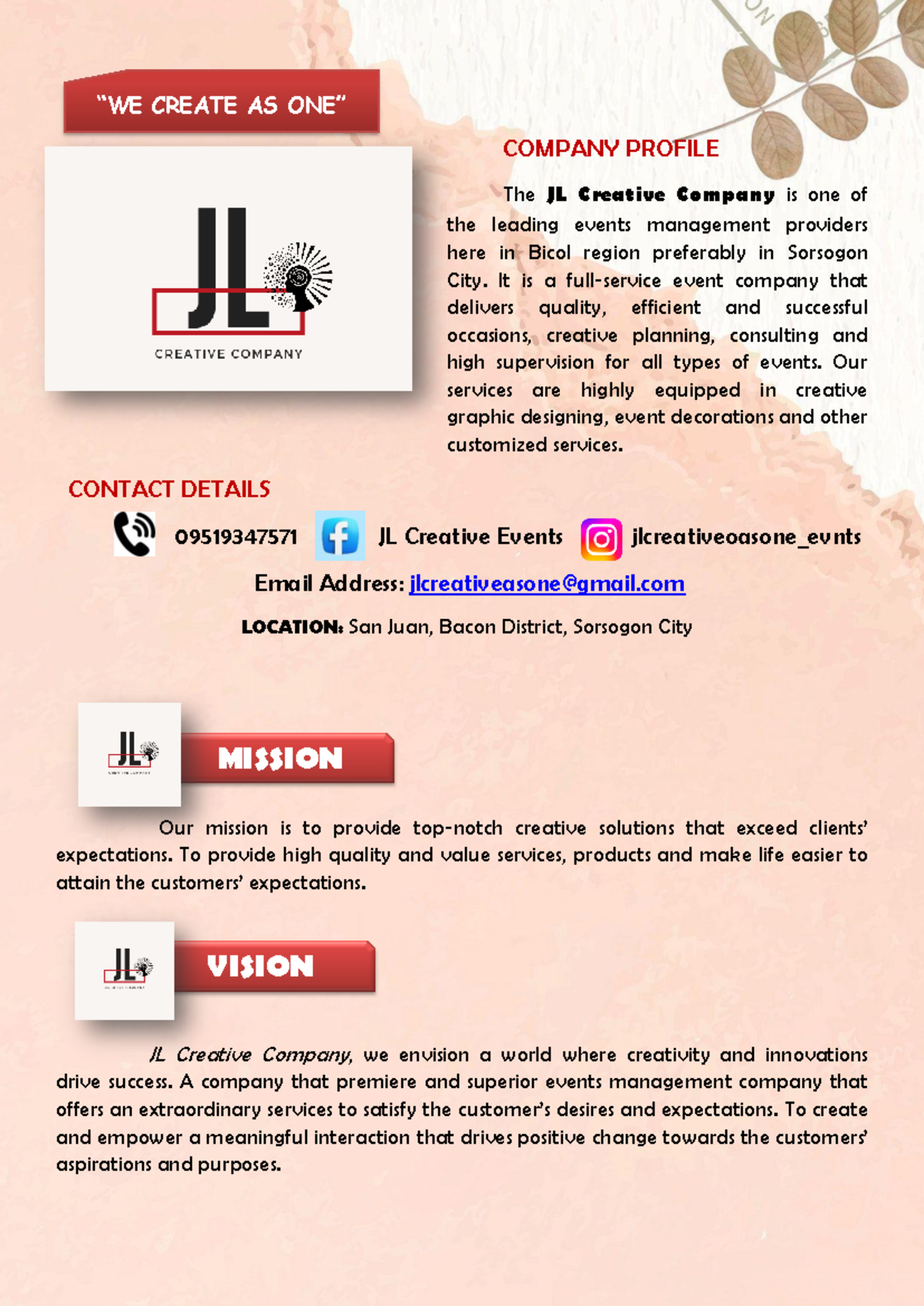 Event Portfolio Revised - VISION MISSION COMPANY PROFILE The JL ...