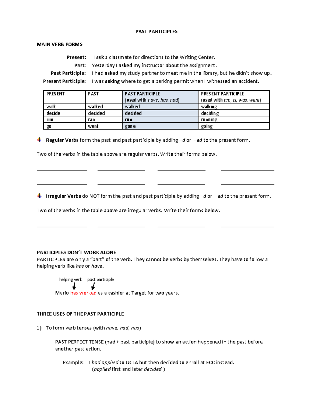 W5 past participle - Materi kuliah Bahasa inggris - PAST PARTICIPLES ...