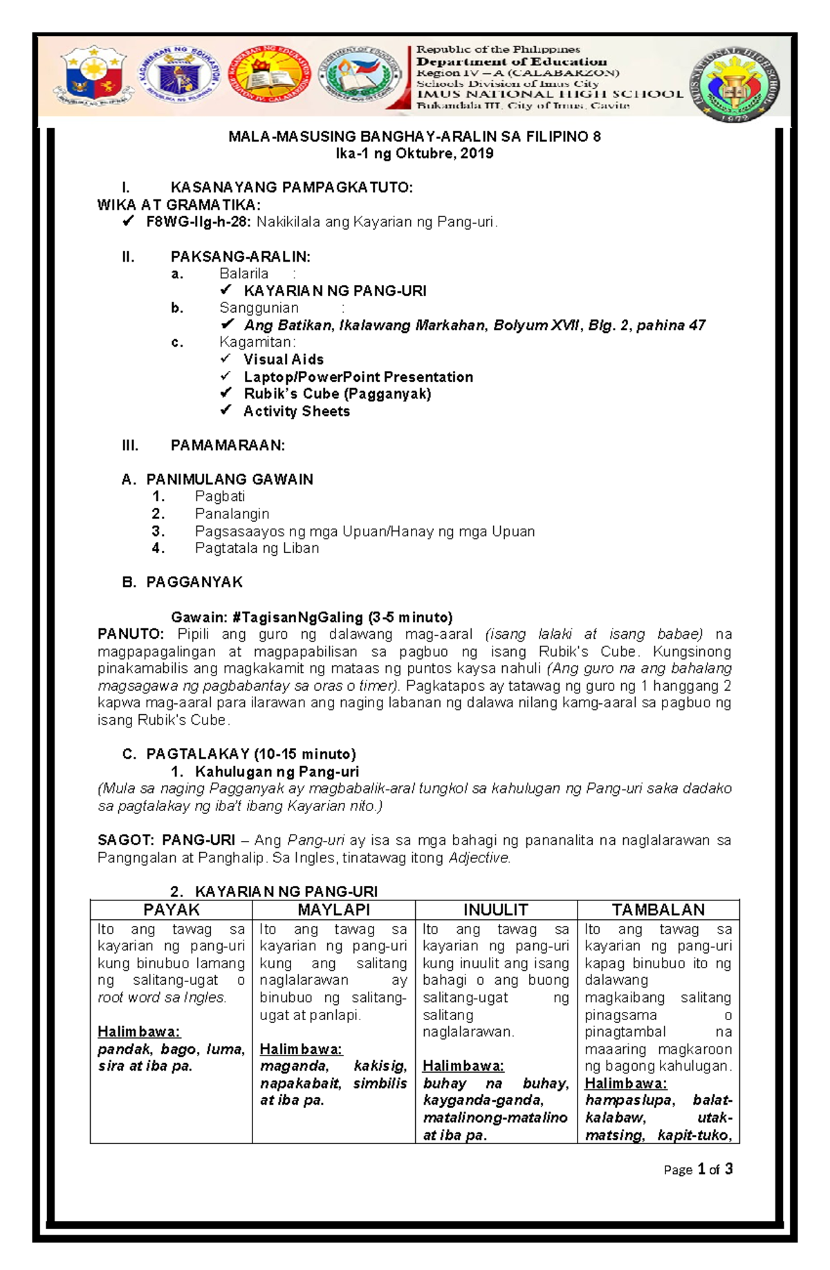 Lesson Plan Filipino 11 Mala Masusing Banghay Aralin Sa Pagtuturo - Coronatodays