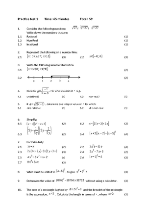 Gr 10 Practice test(functions) - Practice test 1 Time: 60 minutes Total ...