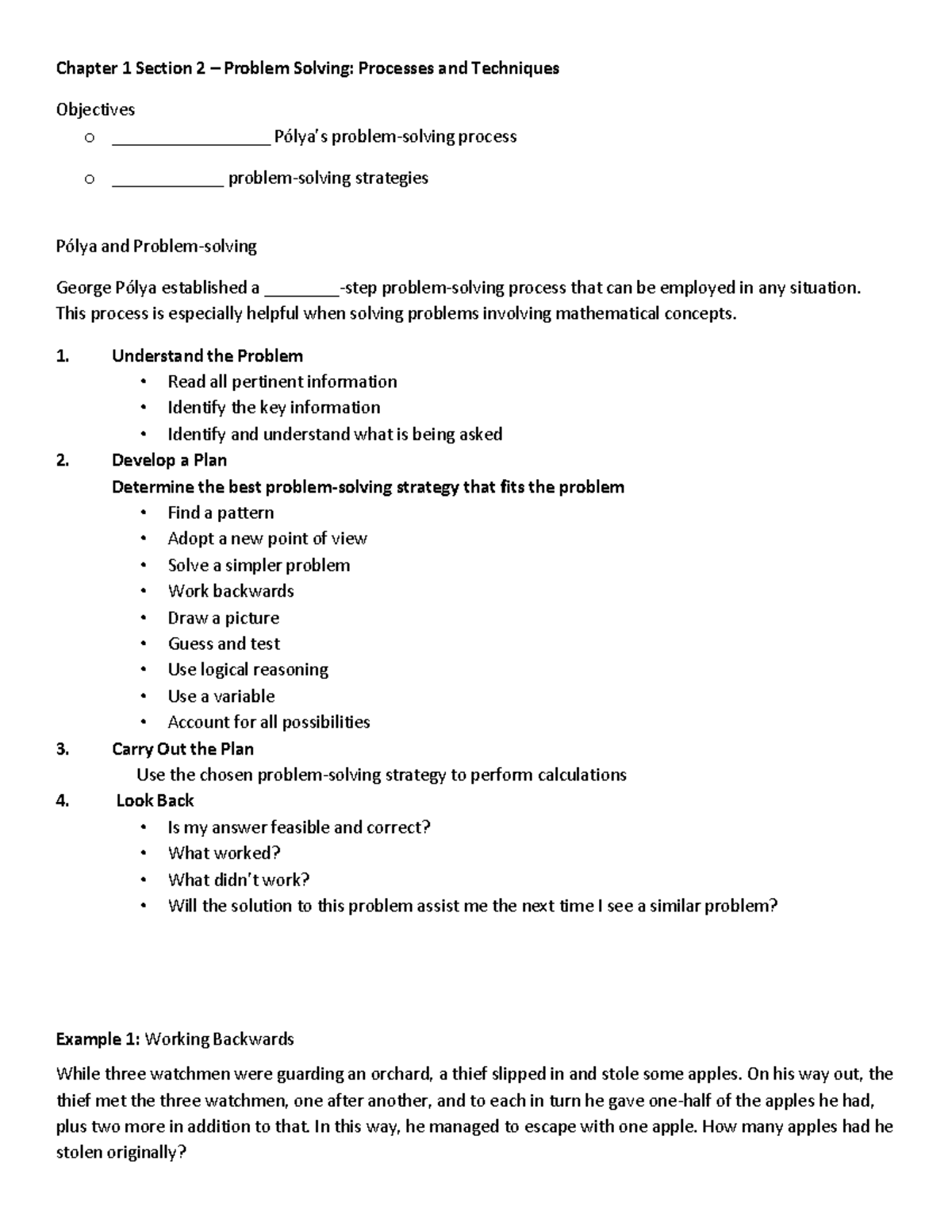 Chapter 1 Section 2 Student Notes - Chapter 1 Section 2 – Problem ...