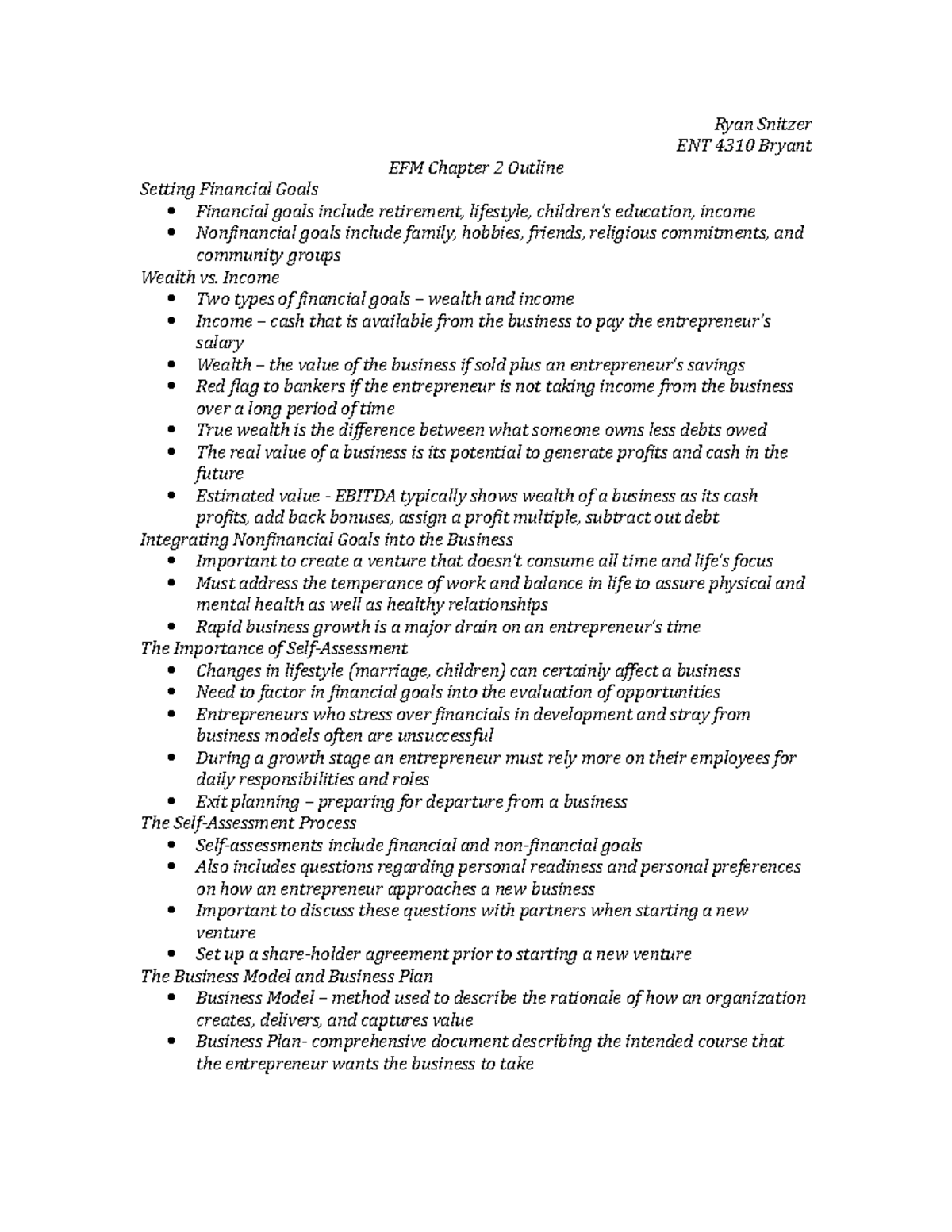 EFM Chapter 2 Outline - Summary Essentials of Financial Management ...