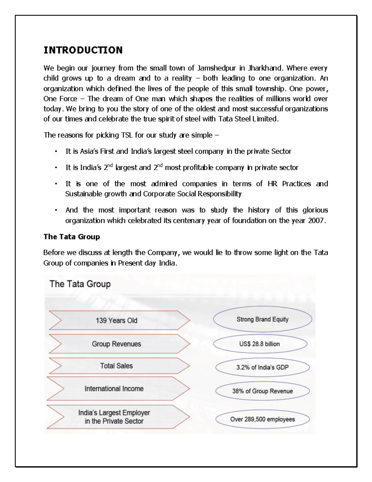 14941423 TATA Steel full report - INTRODUCTION We begin our journey ...