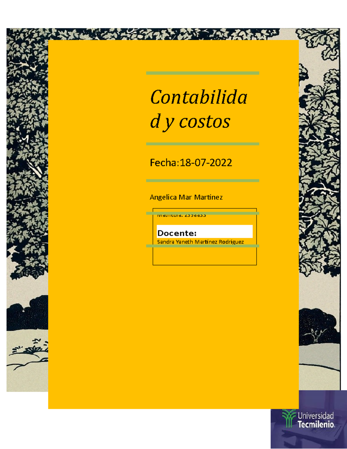 Evidencia 2 2022 conta - Matricula: 2998833 Docente: Sandra Yaneth ...