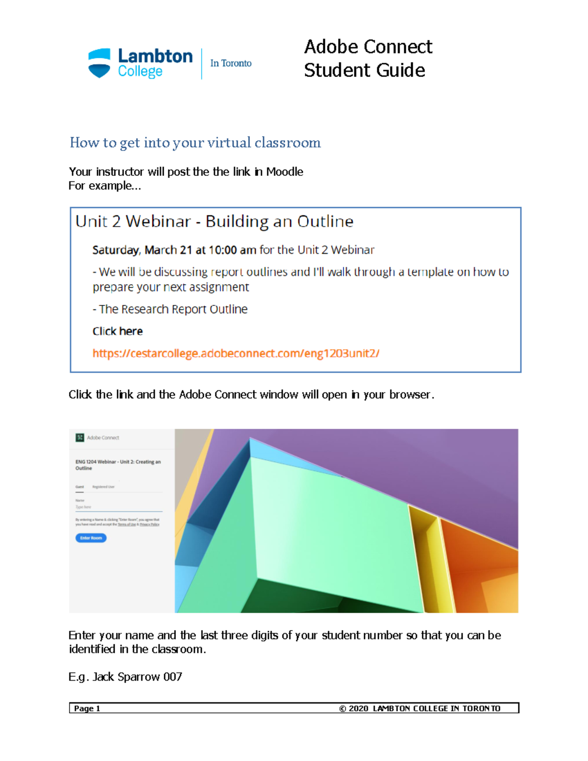 Student Quick Guide to Joining a Virtual Classroom - Adobe Connect ...