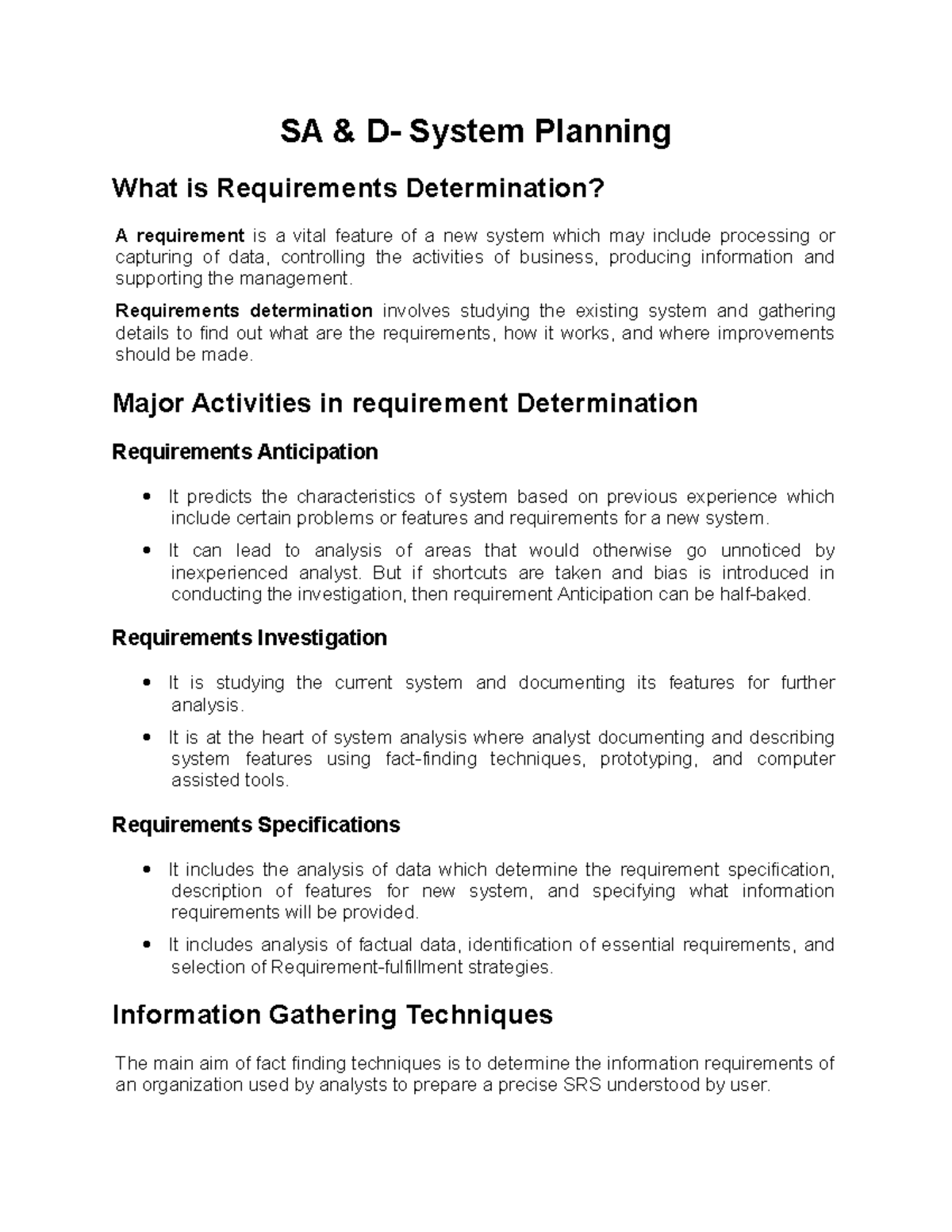 Chapter 3 System Analysis and Design - Requirements Analysis - SA & D ...