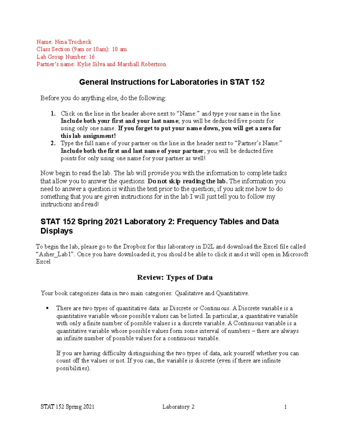 Stat152 2021 01 29 laboratory 02 - Name: Nina Trocheck Class Section (9am or 10am): 10 am Lab ...