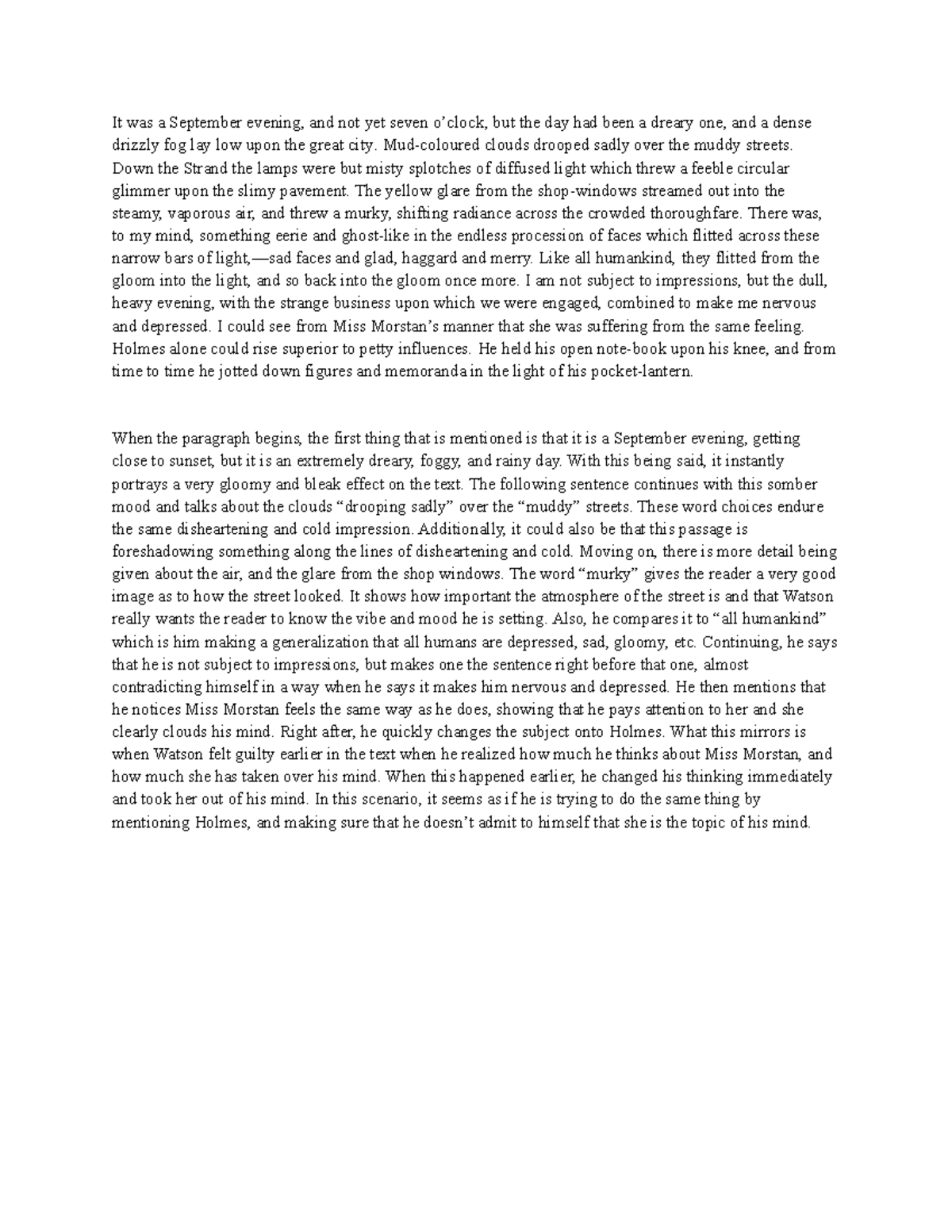 The Sign of the Four- Annotations and Paragraph-3 - It was a September ...