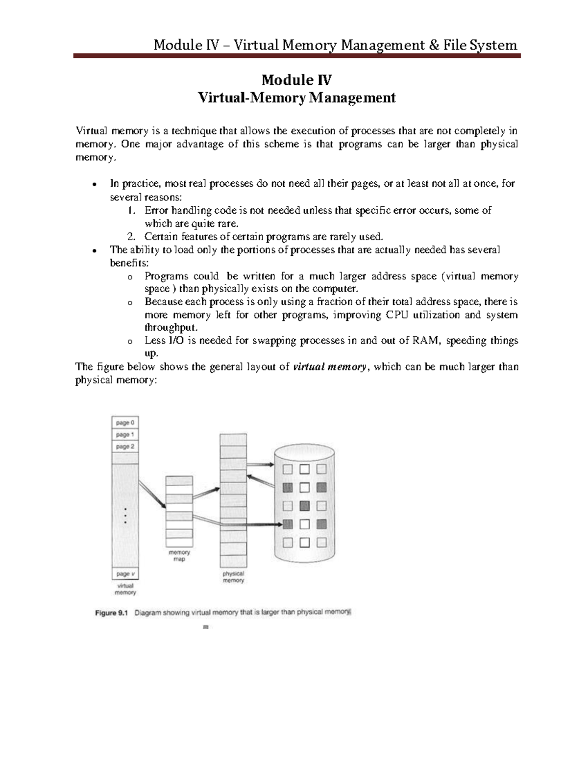 OS Module 4 ultimate - Module IV Virtual-Memory Management Virtual memory is a technique that ...