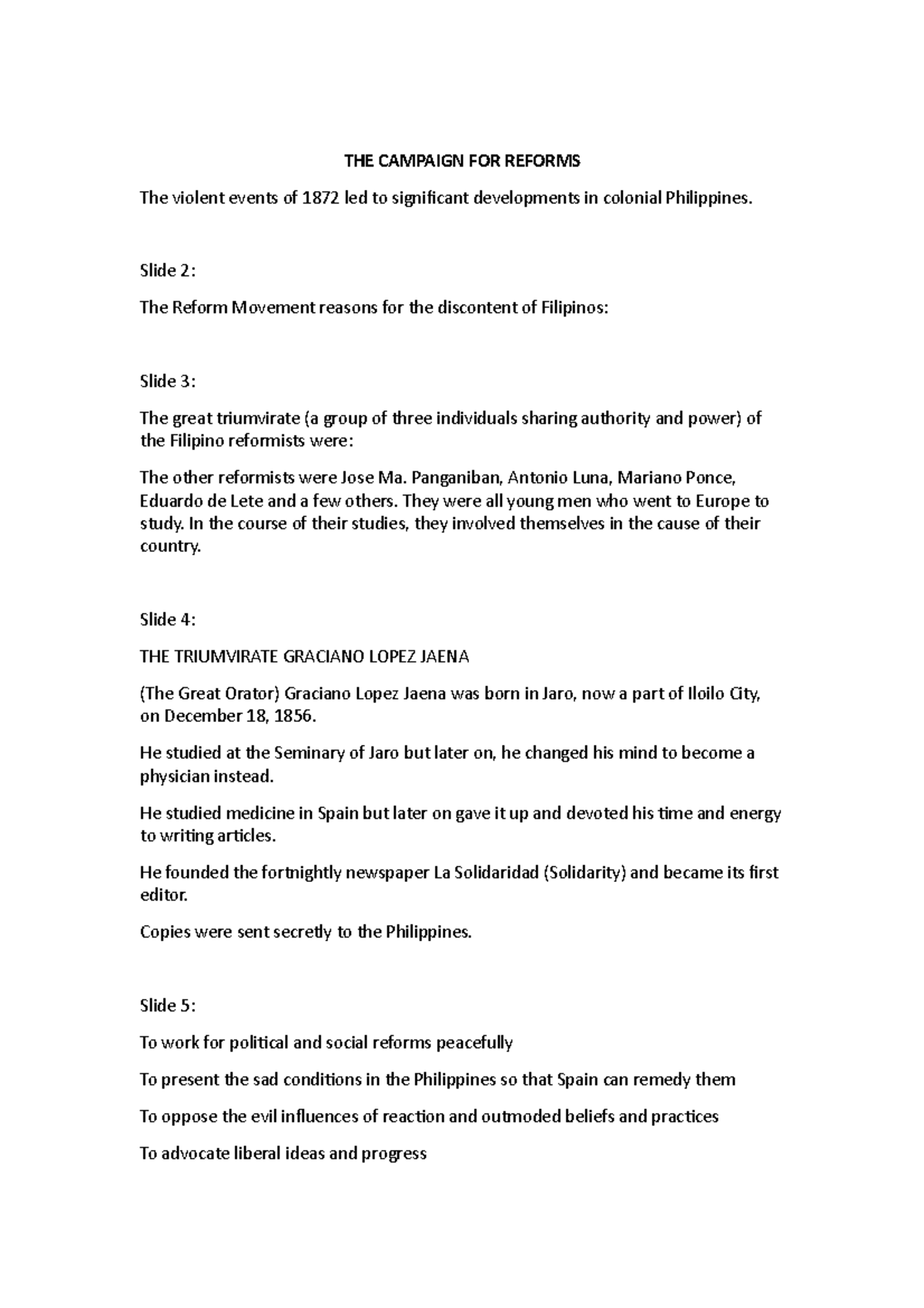 Lesson 10 THE Campaign FOR Reforms - THE CAMPAIGN FOR REFORMS The ...