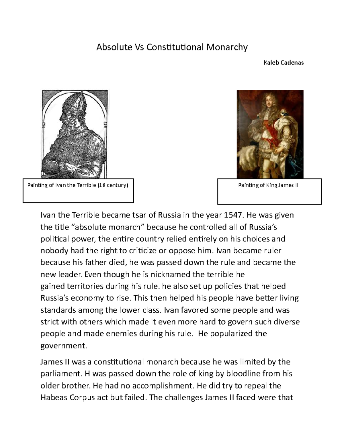 Absolute Vs Constitutional Monarchy - Absolute Vs Consituional Monarchy Kaleb Cadenas Ivan the ...
