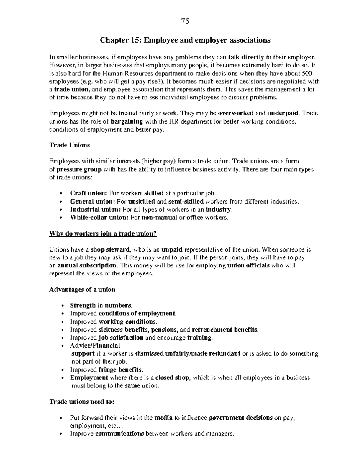 Employee and employer associations - However, in larger businesses that ...