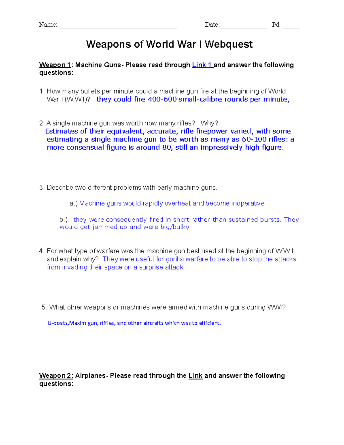 Bianca Diaz Weapons Of WW1 Webquest Name bianca-diaz-weapons-of-ww1-webquest-name