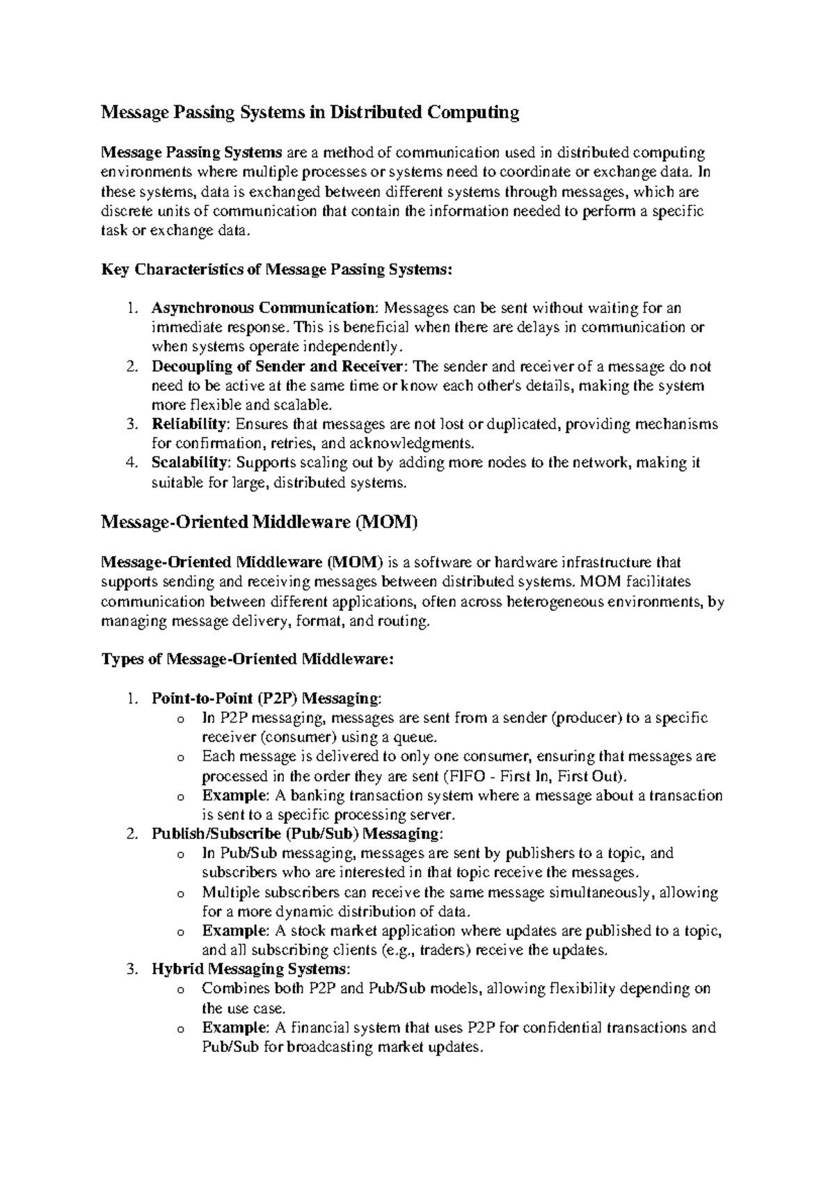 Message Passing Systems In Distributed Computing In These Systems